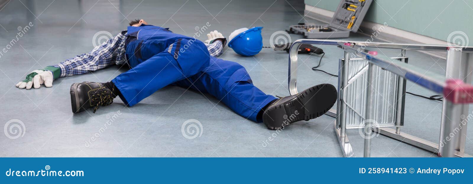 Unconscious Worker Falling Ladder Stock Image - Image of fainted ...