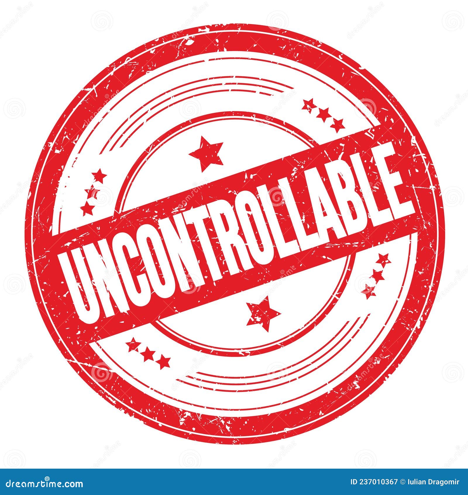 UNCONTROLLABLE Text on Red Round Grungy Stamp Stock Illustration ...