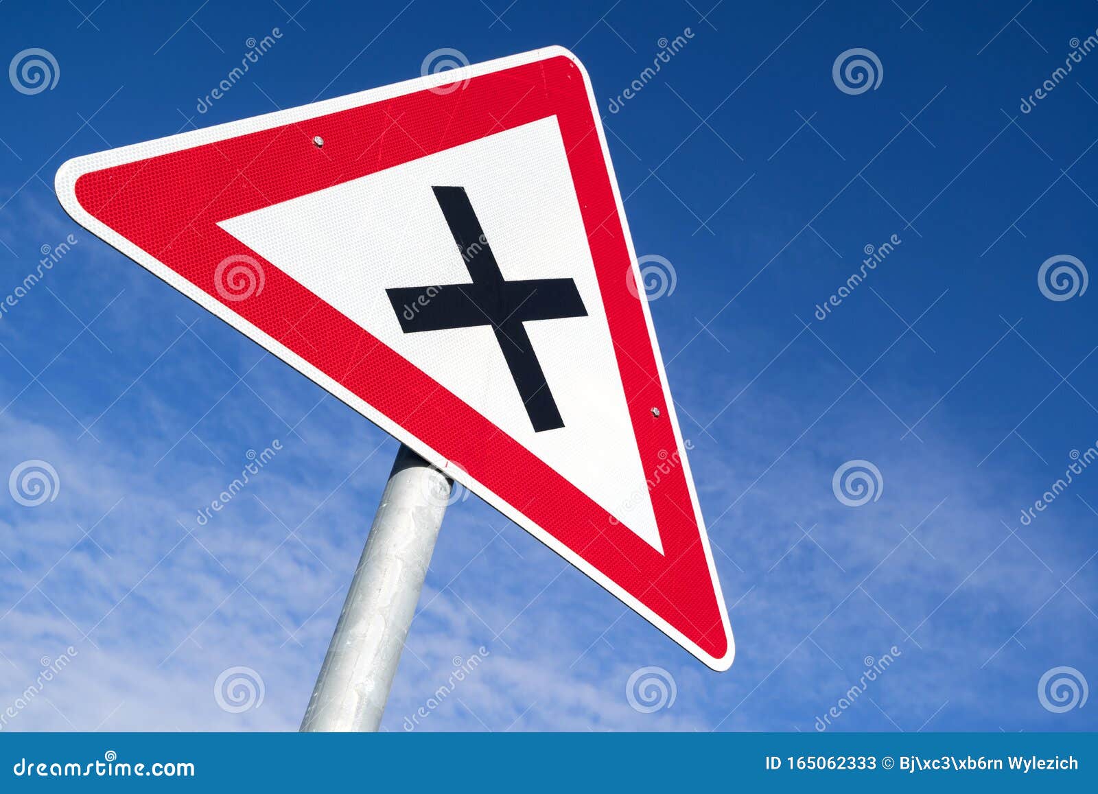 Uncontrolled Intersection Ahead Stock Image - Image of blue, germany ...