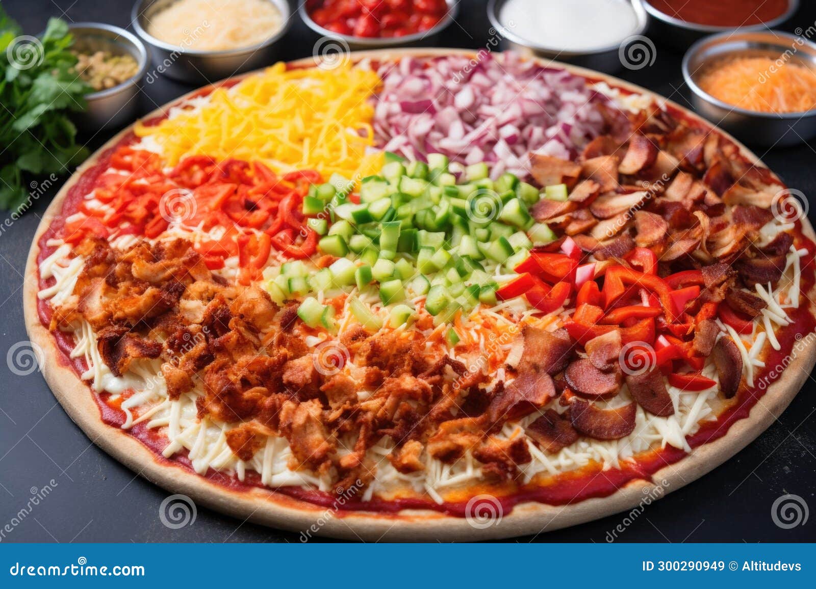 Uncooked Bbq Pizza with a Variety of Toppings Stock Image - Image of ...