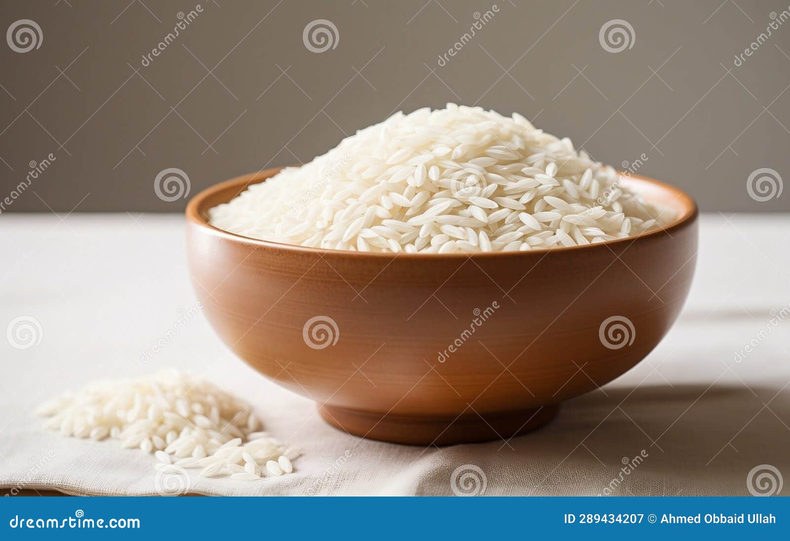 Uncooked Brown Rice in Clean White Bowl. Generative by AI Stock Image ...