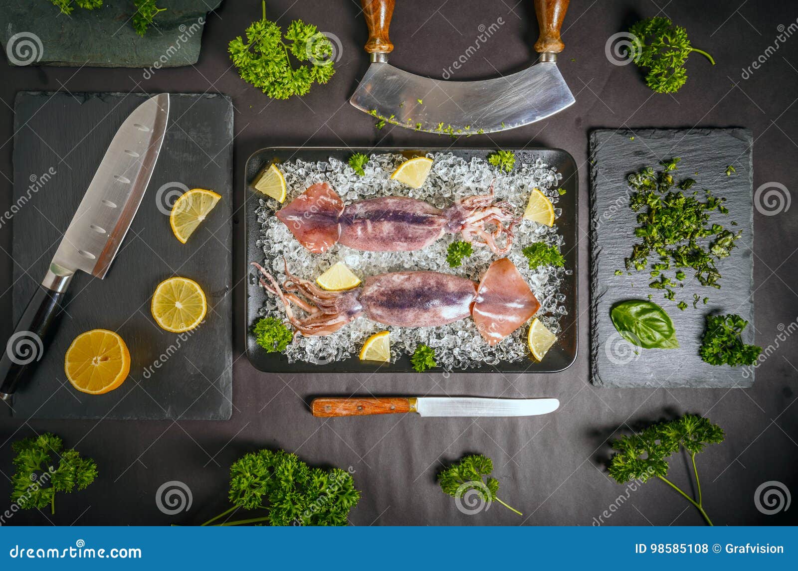 Uncooked fresh cuttlefish stock photo. Image of calamary - 98585108