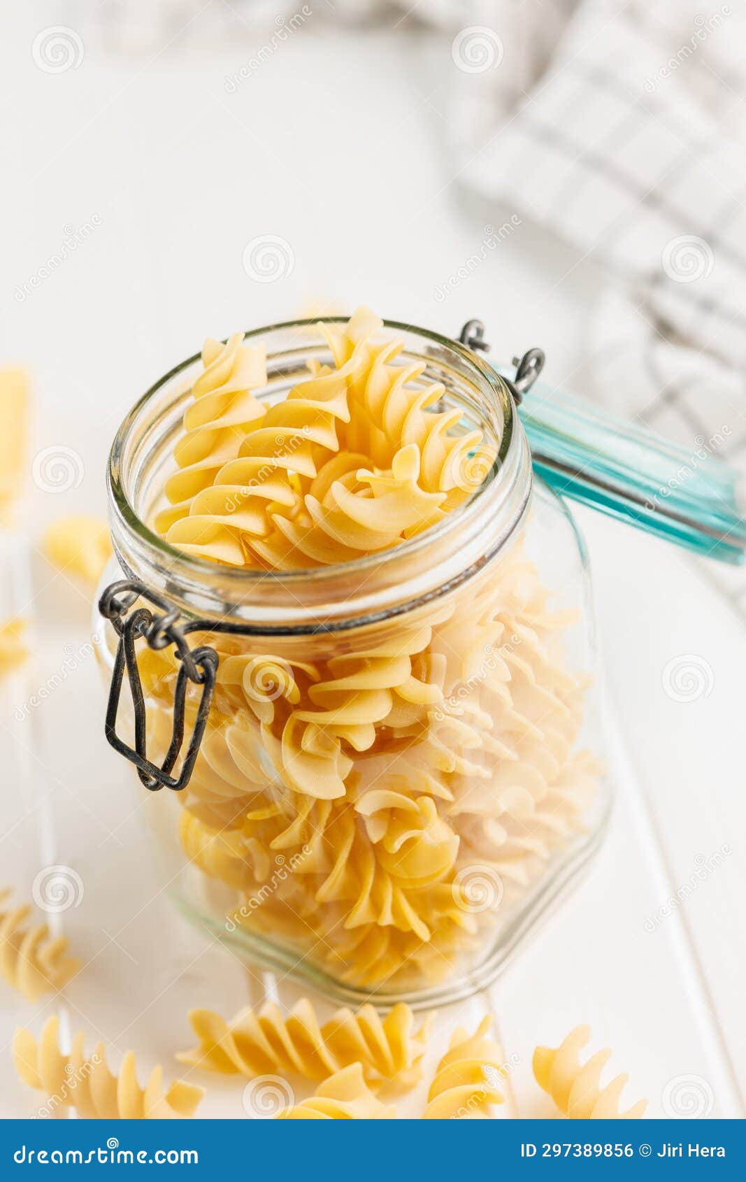 Uncooked Fusilli Pasta. Uncooked Italian Pasta in Jar Stock Photo ...