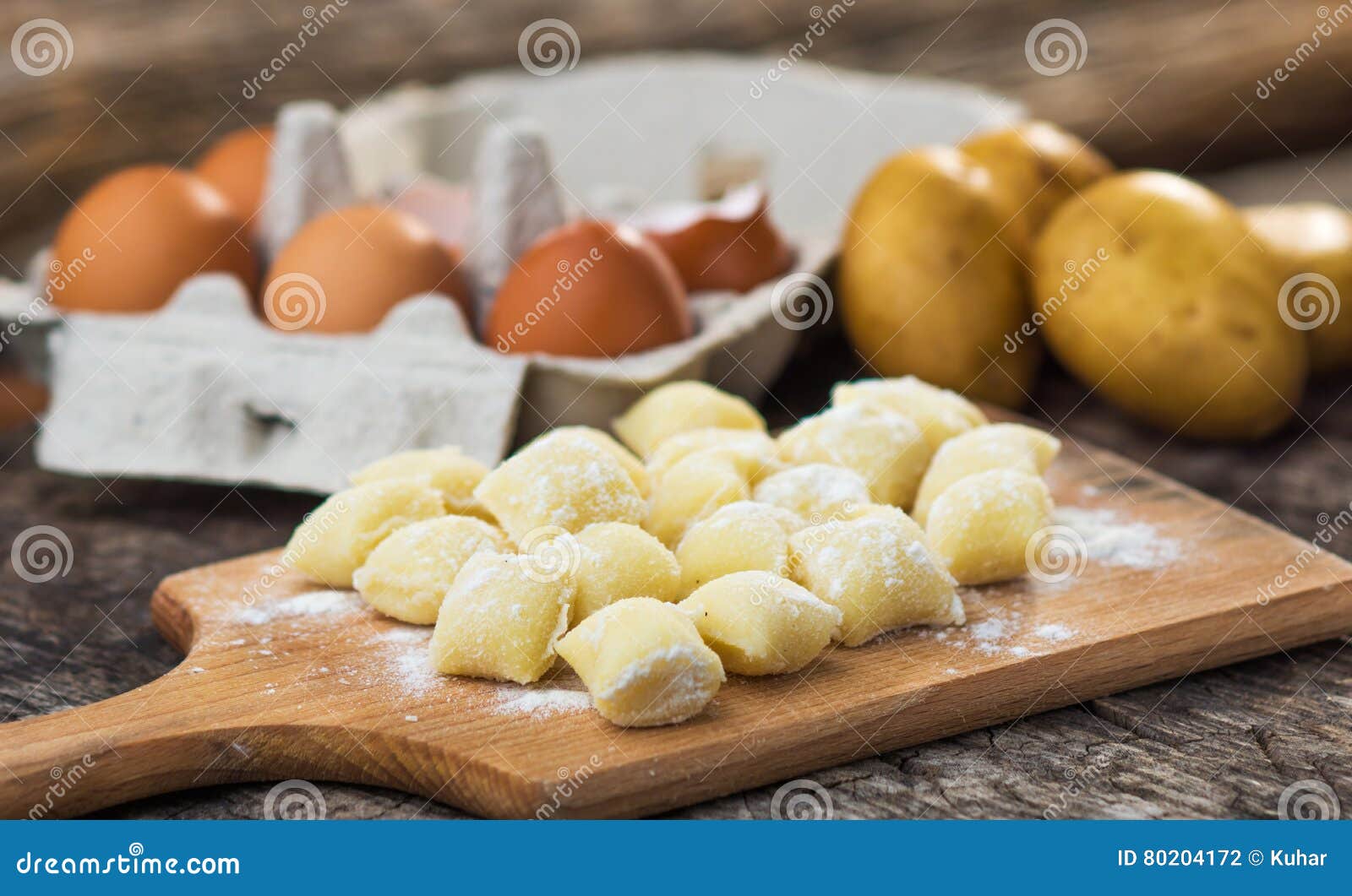 Uncooked homemade gnocchi stock photo. Image of gnocchi - 80204172