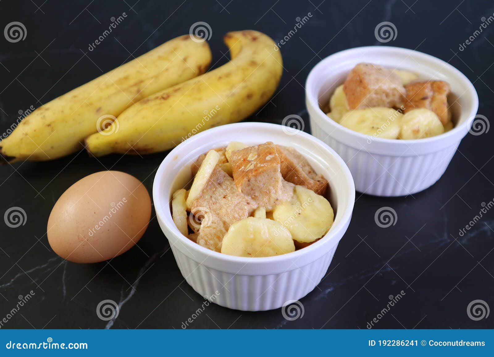 Uncooked Ingredients Ready for Baking Banana Bread Pudding in a Small ...