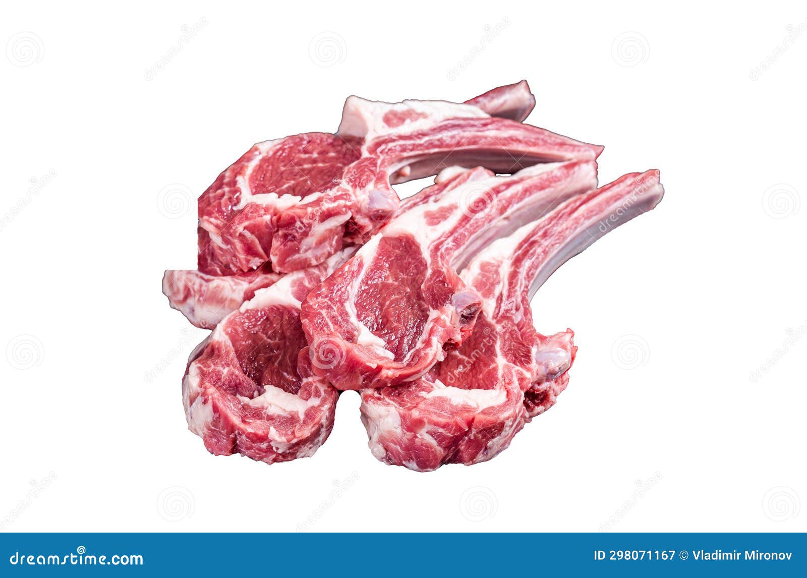 Uncooked Lamb Mutton Chops, Raw Meat Steaks. Isolated, White Background ...