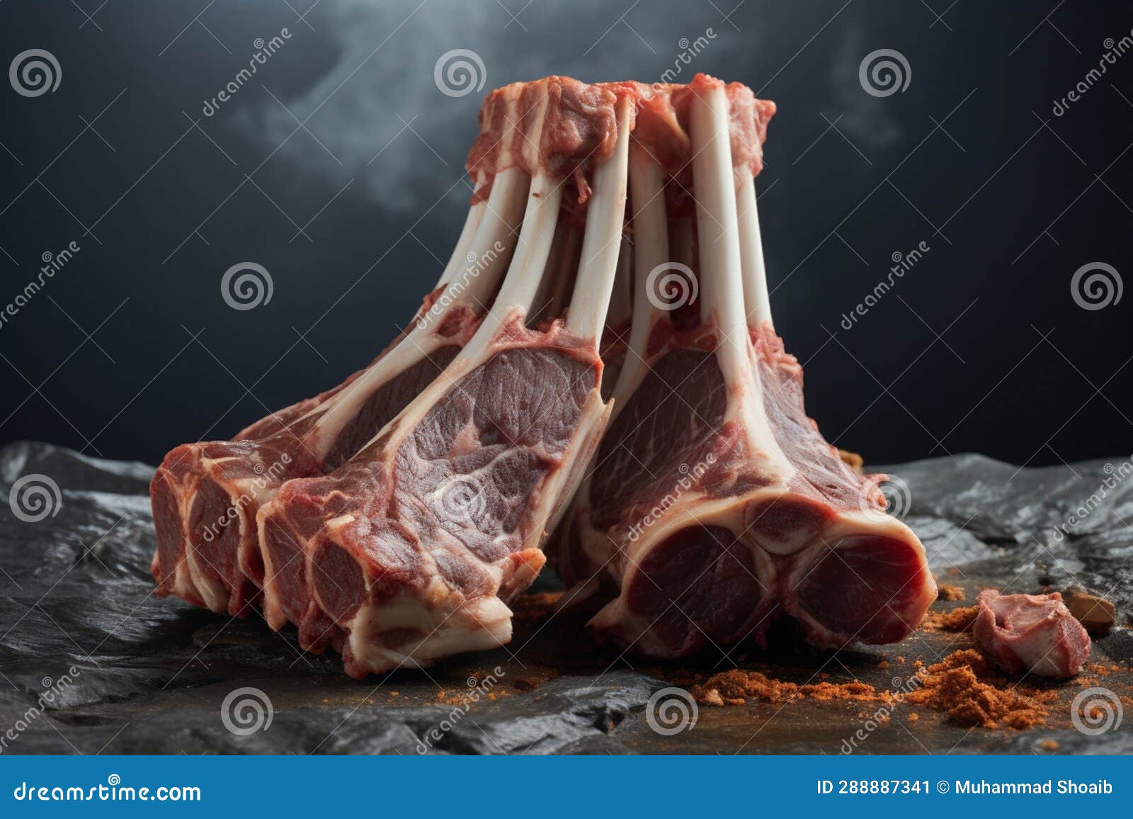 Uncooked Lamb Ribs Positioned on a Solid Stone Table, Ready for ...
