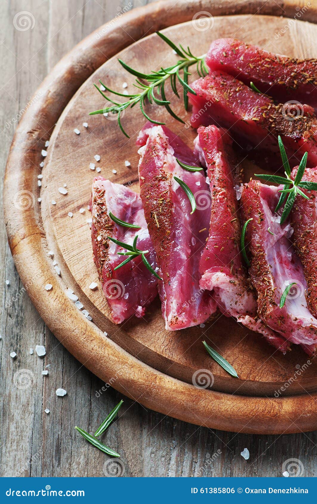 Uncooked Meat with Herbs and Salt Stock Photo - Image of spice ...