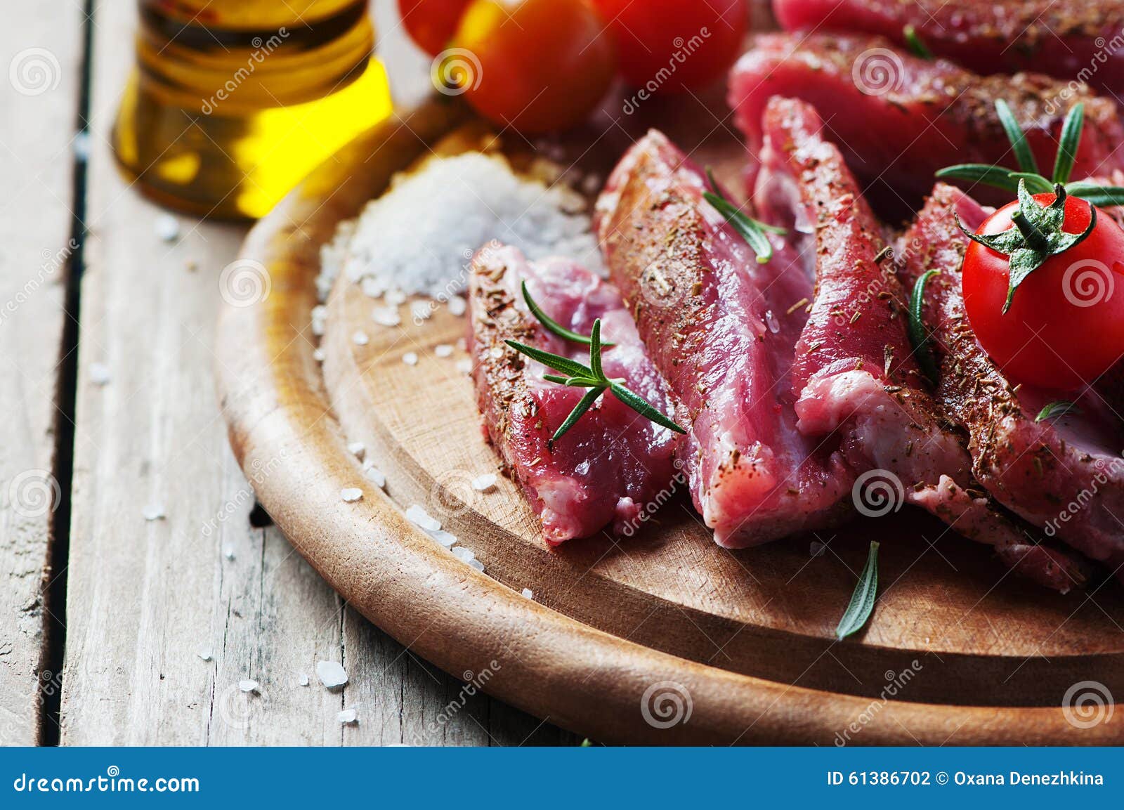 Uncooked Meat with Herbs and Salt Stock Photo - Image of protein ...