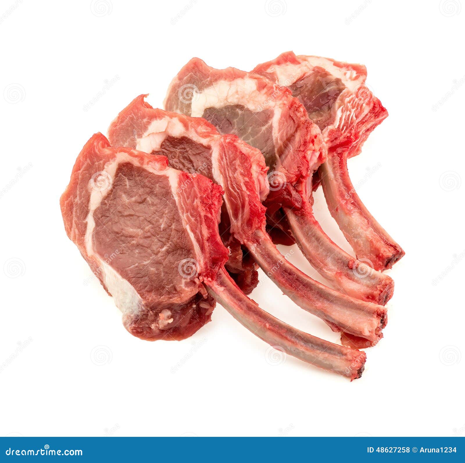 Uncooked Mutton Rack of Lamb Studio Shot on White Stock Photo - Image ...