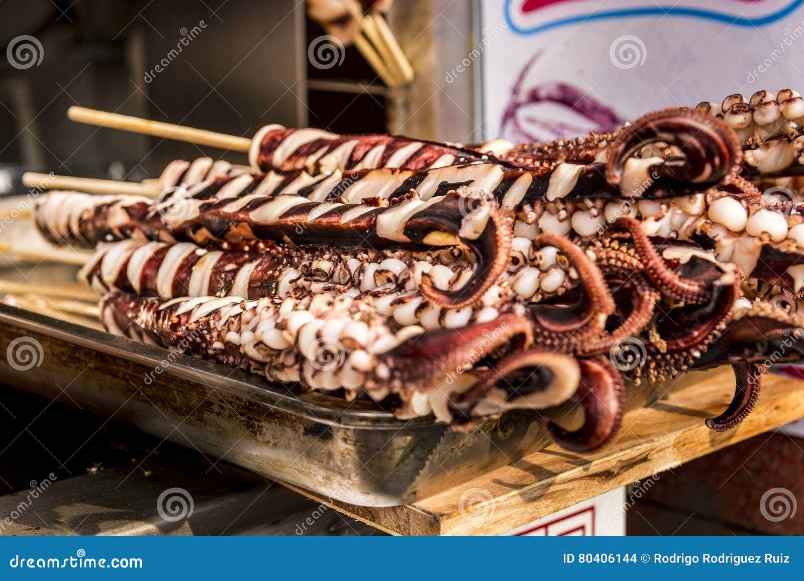 Uncooked Octopus on a Stick Stock Photo - Image of uncooked, cooked ...