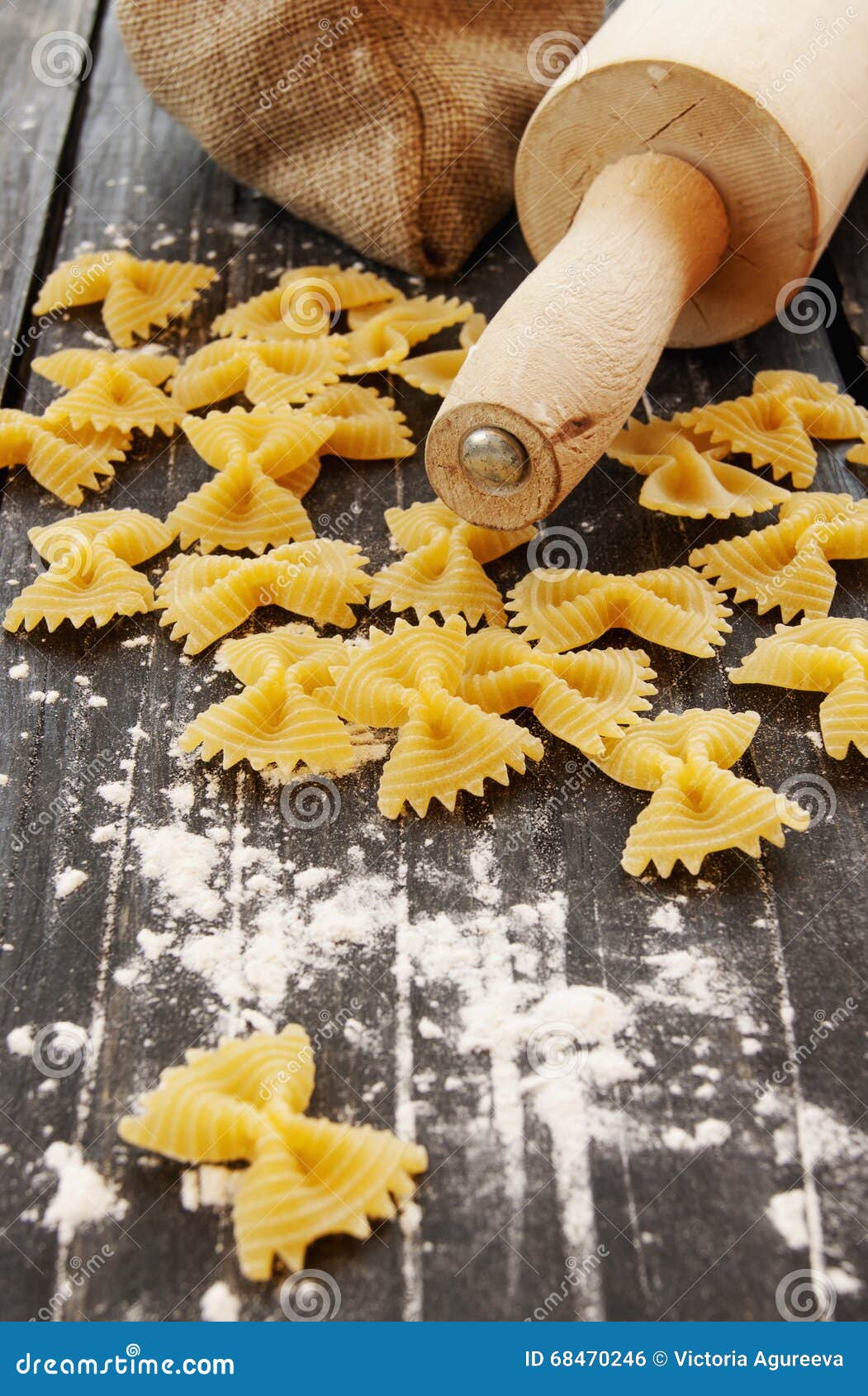 Uncooked Pasta with Flour on the Table, Selective Focus Stock Photo ...