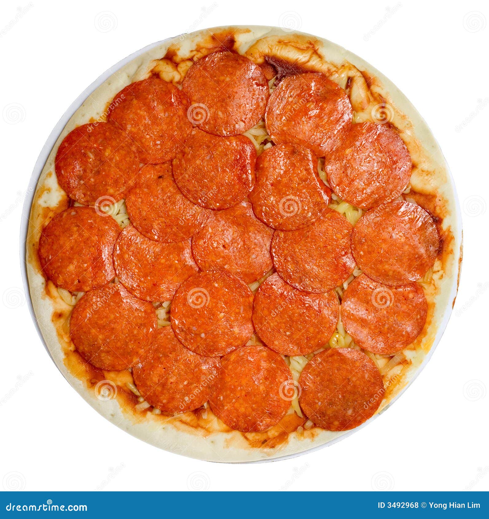 Uncooked pepperoni pizza stock photo. Image of toppings - 3492968
