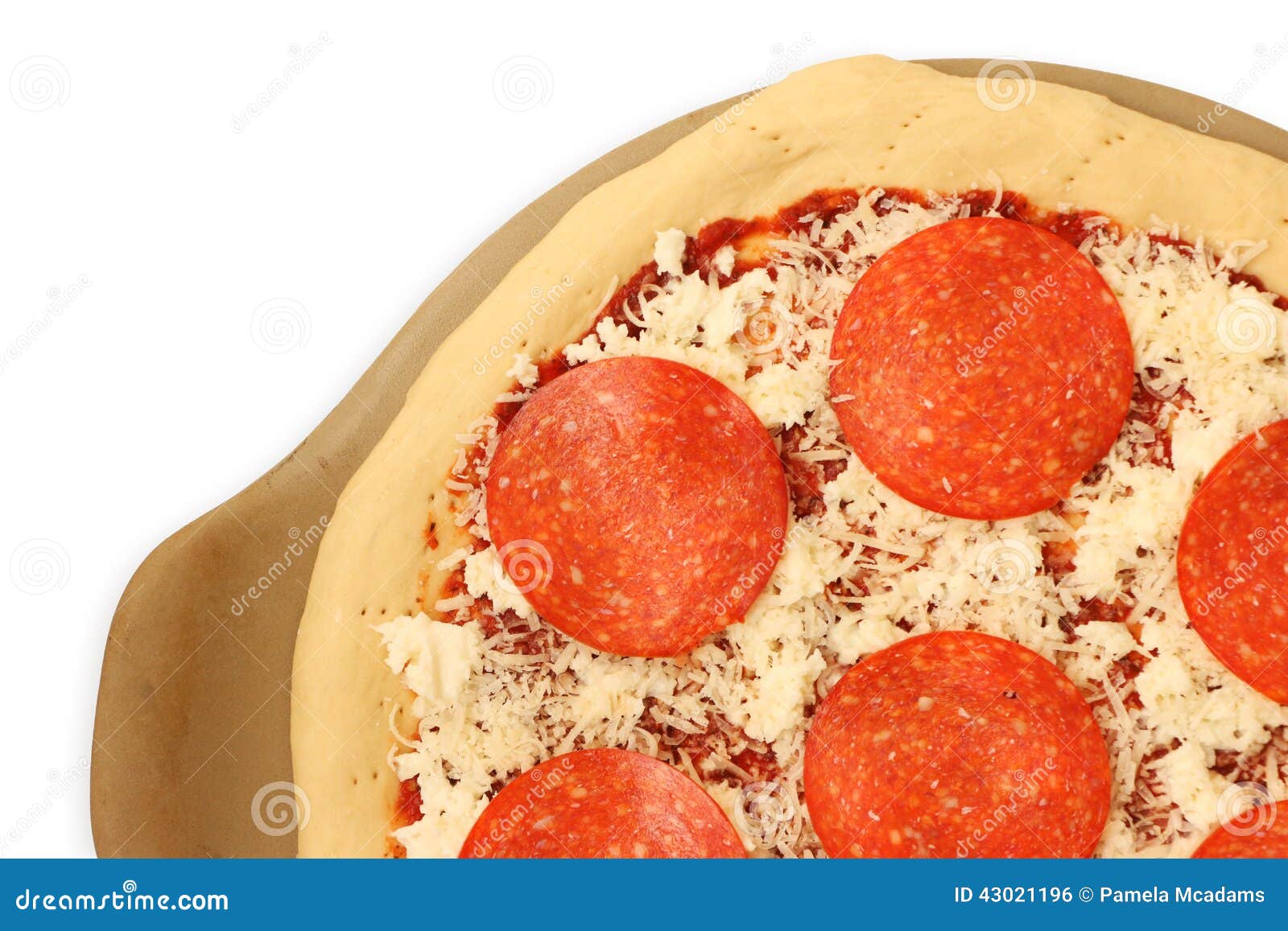 Uncooked Pepperoni Pizza 2 stock photo. Image of white - 43021196