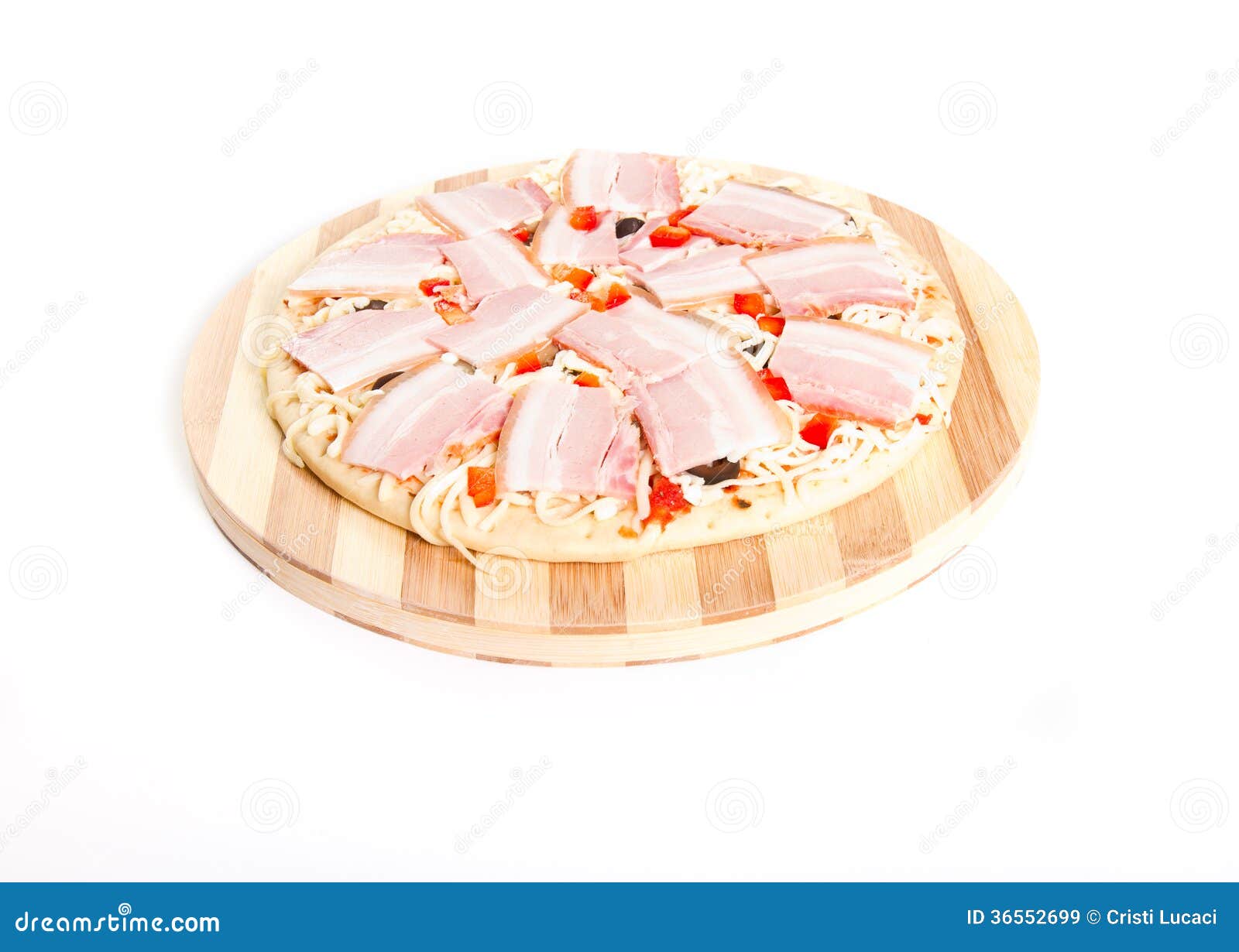 Uncooked pizza stock image. Image of isolated, onion - 36552699