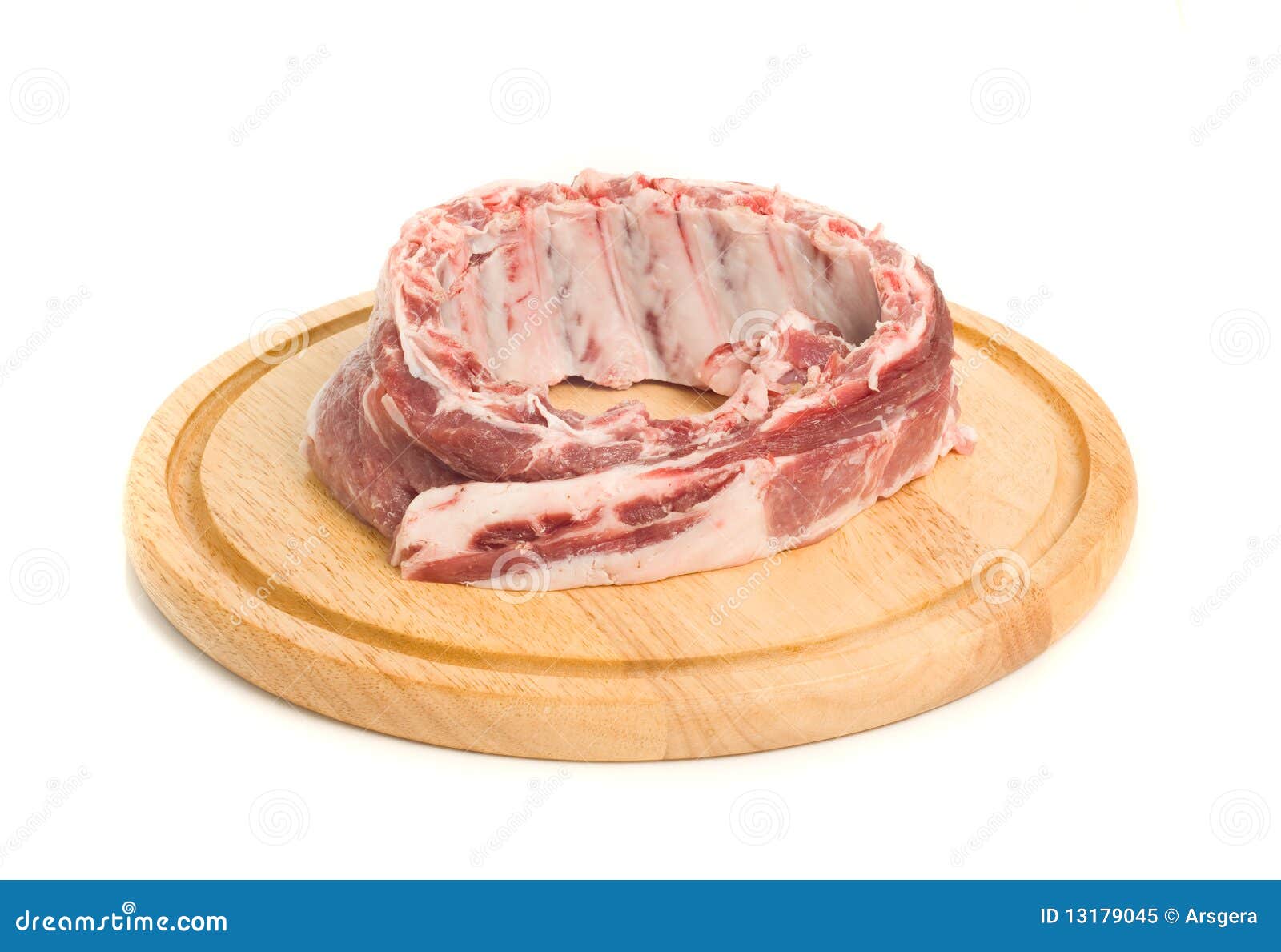 Uncooked Pork Meat on Round Hardboard Stock Image - Image of muscle ...