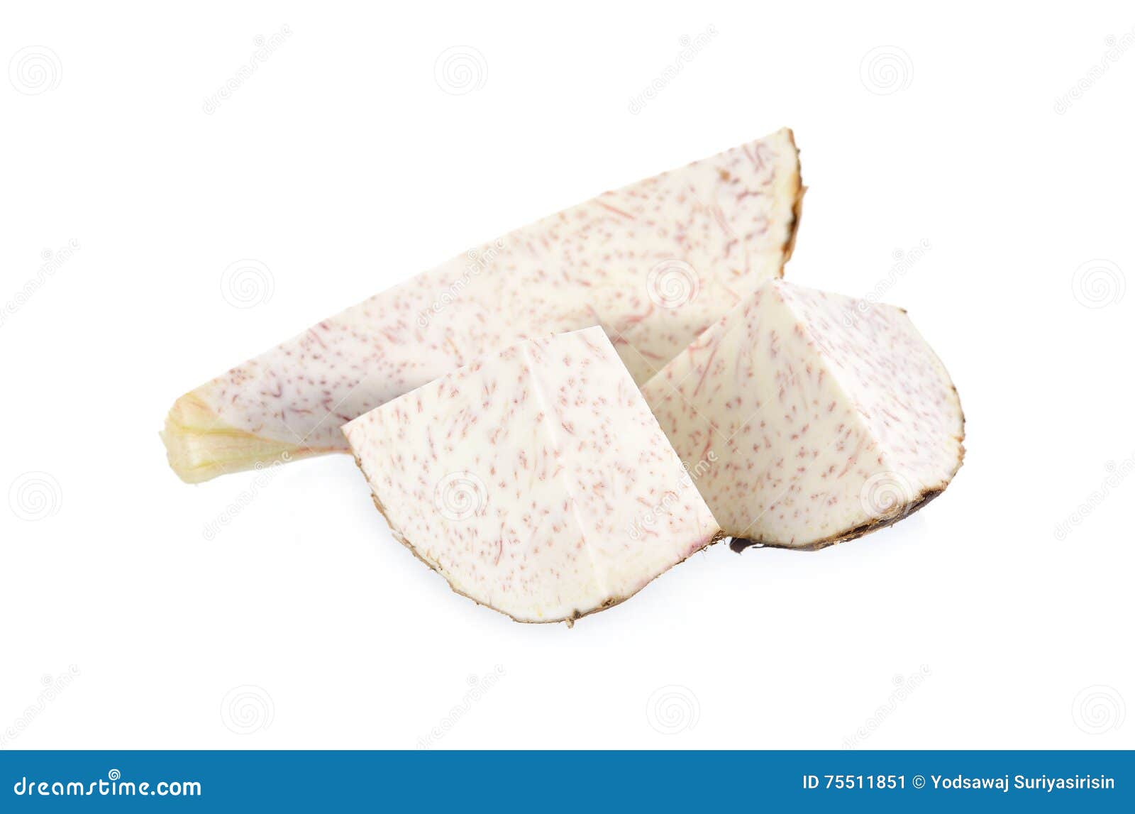 Uncooked Portion Cut Taro on White Background Stock Image - Image of ...
