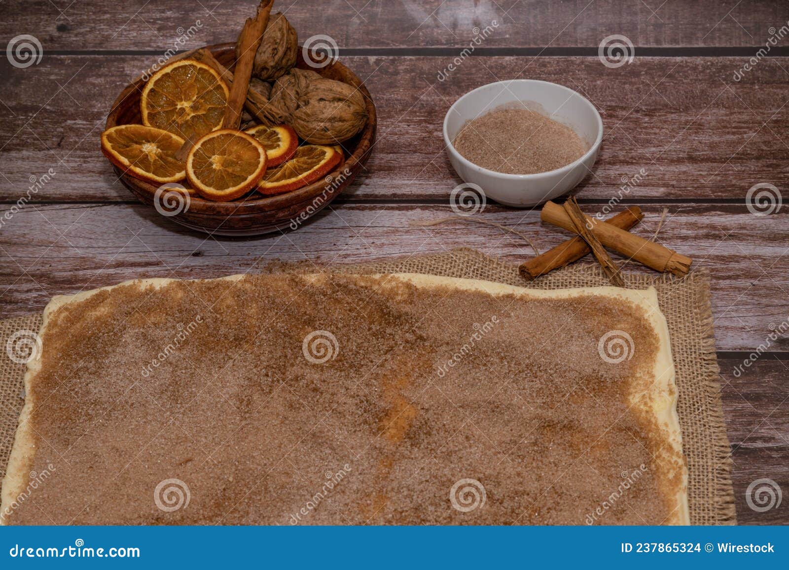 Uncooked Puff Pastry Dough with Cinnamon and Sugar for Making Rolls ...
