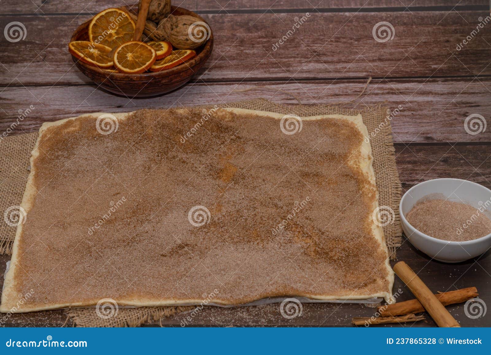 Uncooked Puff Pastry Dough with Cinnamon and Sugar for Making Rolls ...