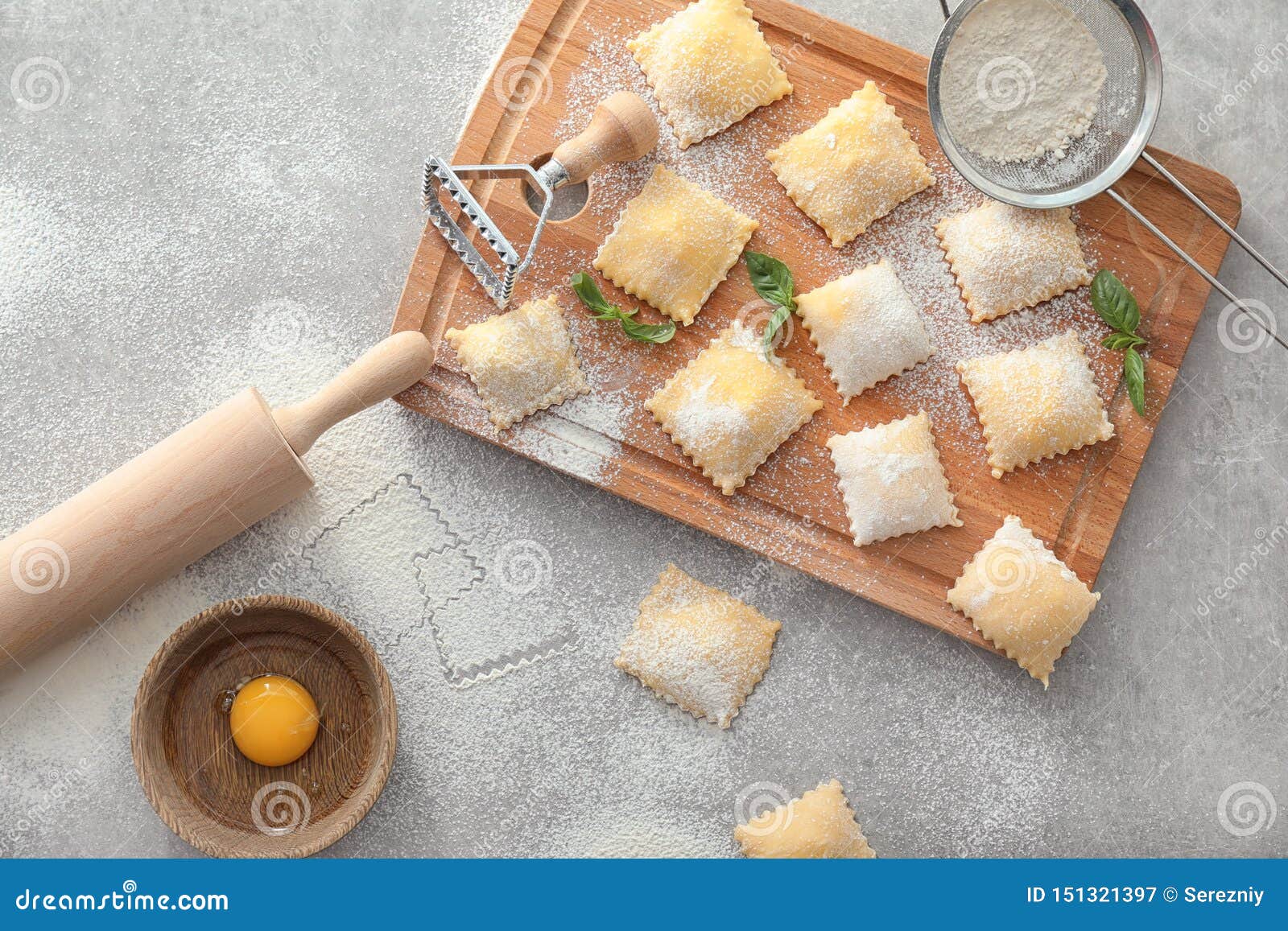 Uncooked Ravioli on Grey Table Stock Image - Image of meal, cuisine ...