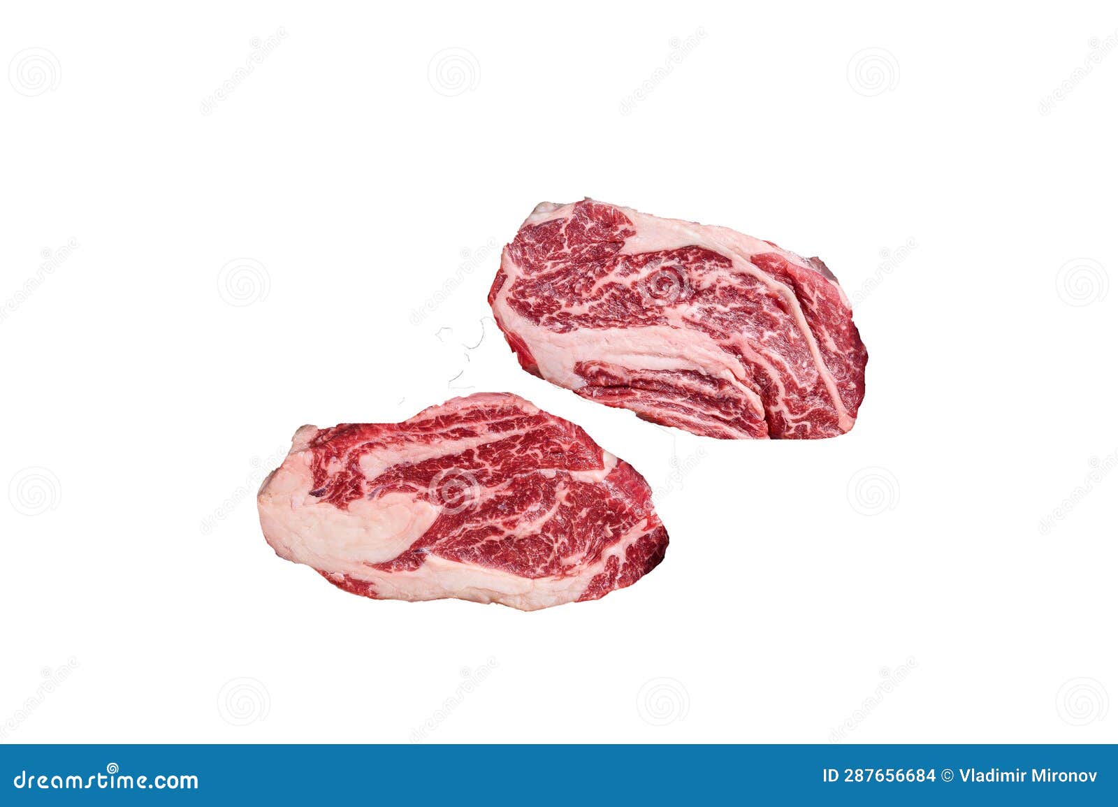 Uncooked Raw Chuck Eye Roll Steaks in a Steel Kitchen Tray. High ...