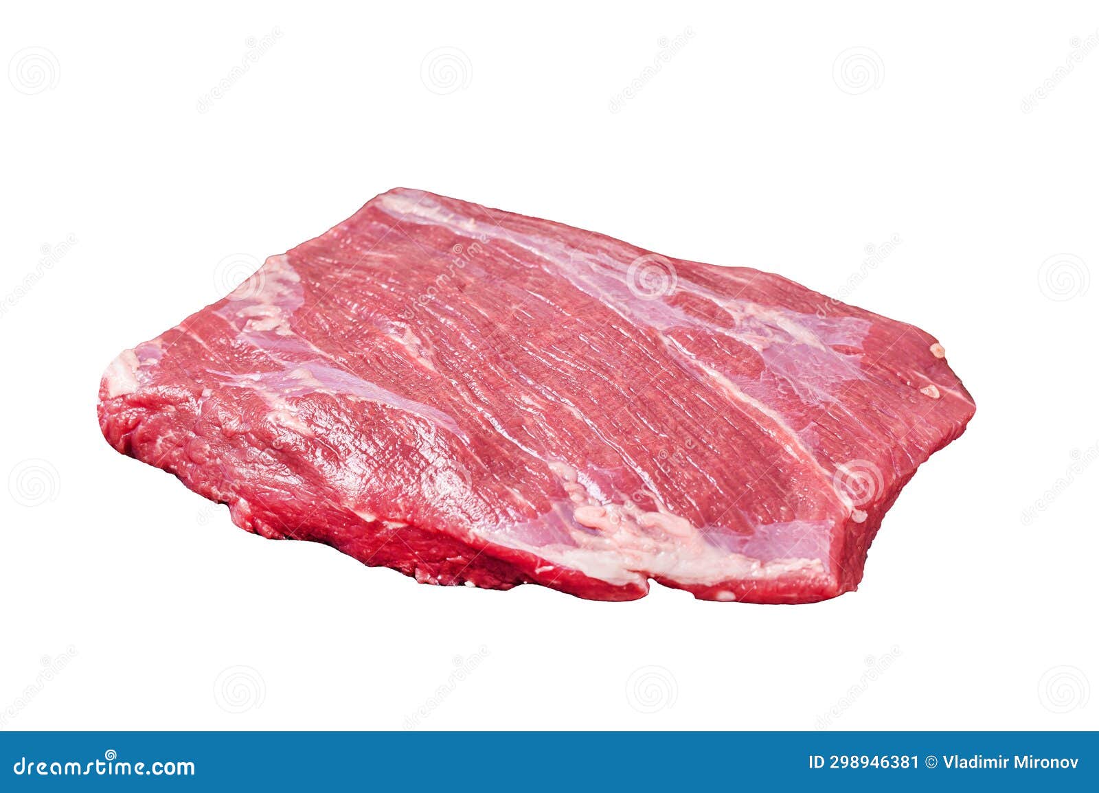 Uncooked Raw Flap Flank Beef Meat Steak on Kitchen Table. Isolated ...