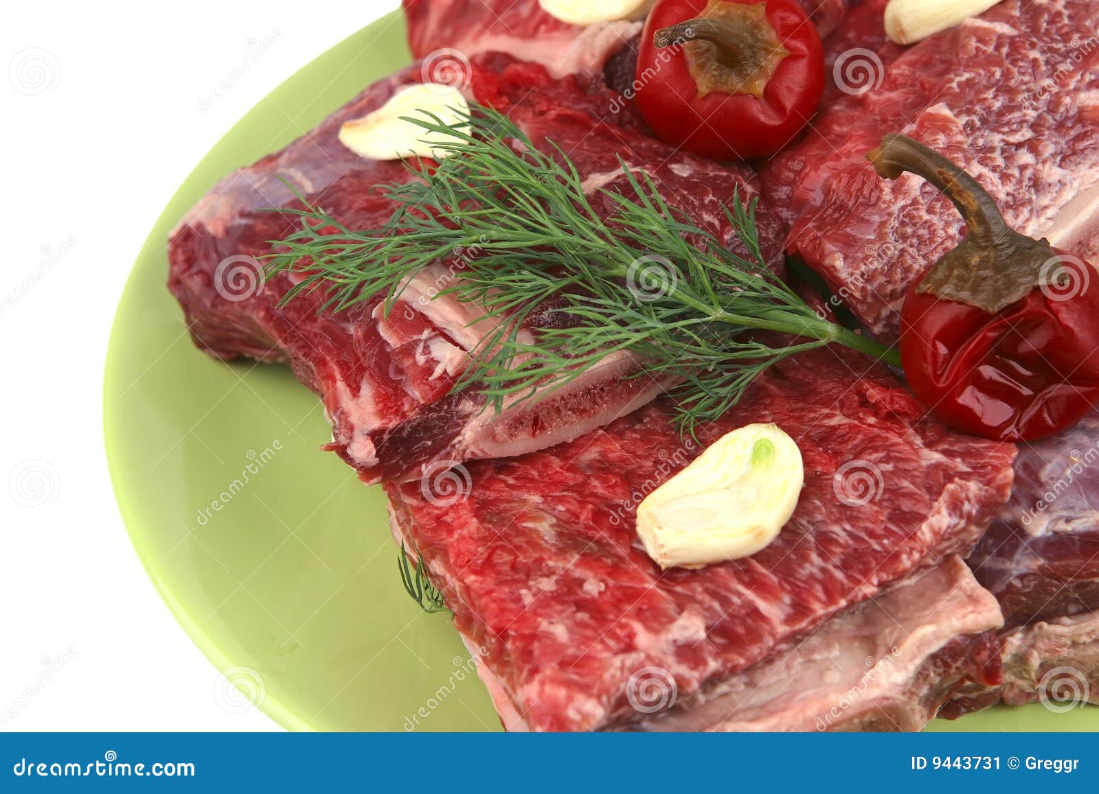 Uncooked ribs on dish stock image. Image of nutrition - 9443731