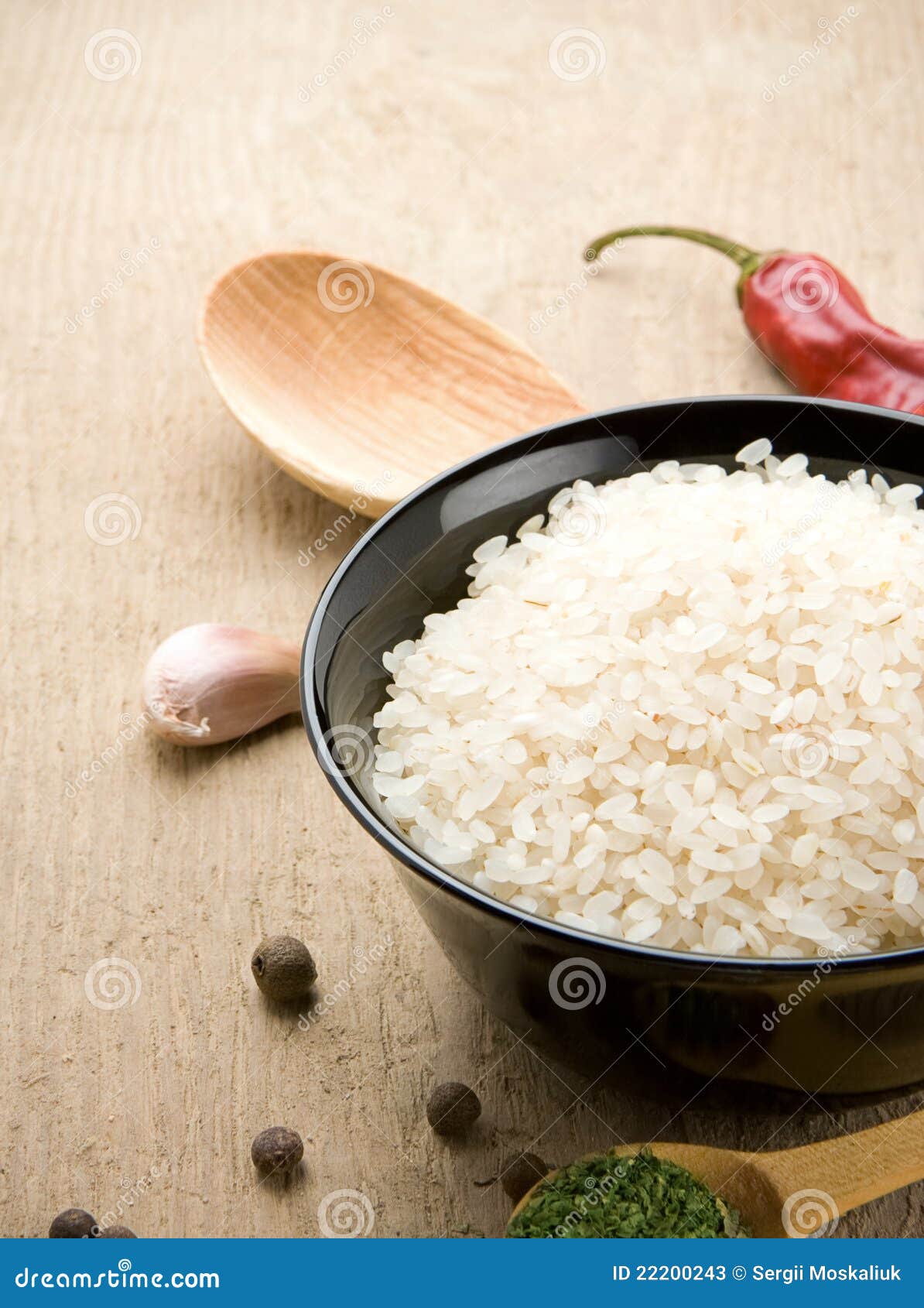 Uncooked rice in bowl stock image. Image of sort, healthy - 22200243