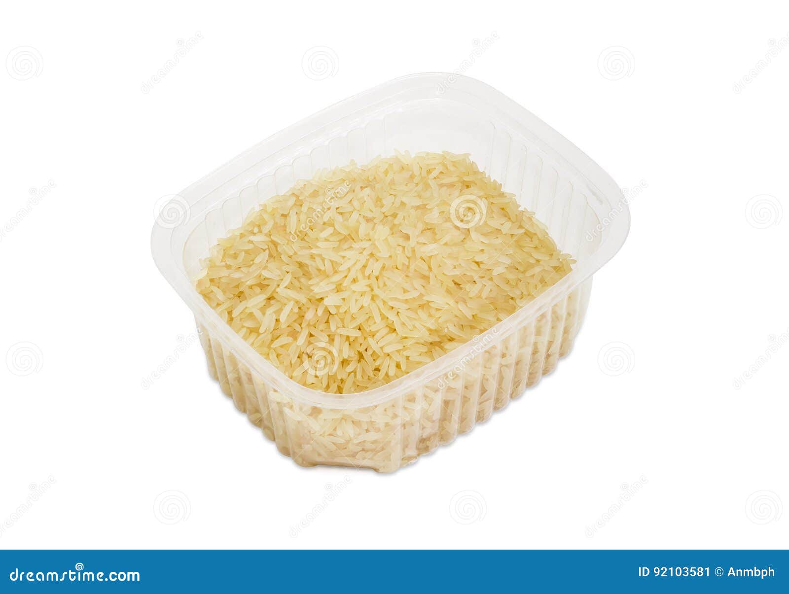 Uncooked Rice in the Small Plastic Container Stock Image - Image of ...