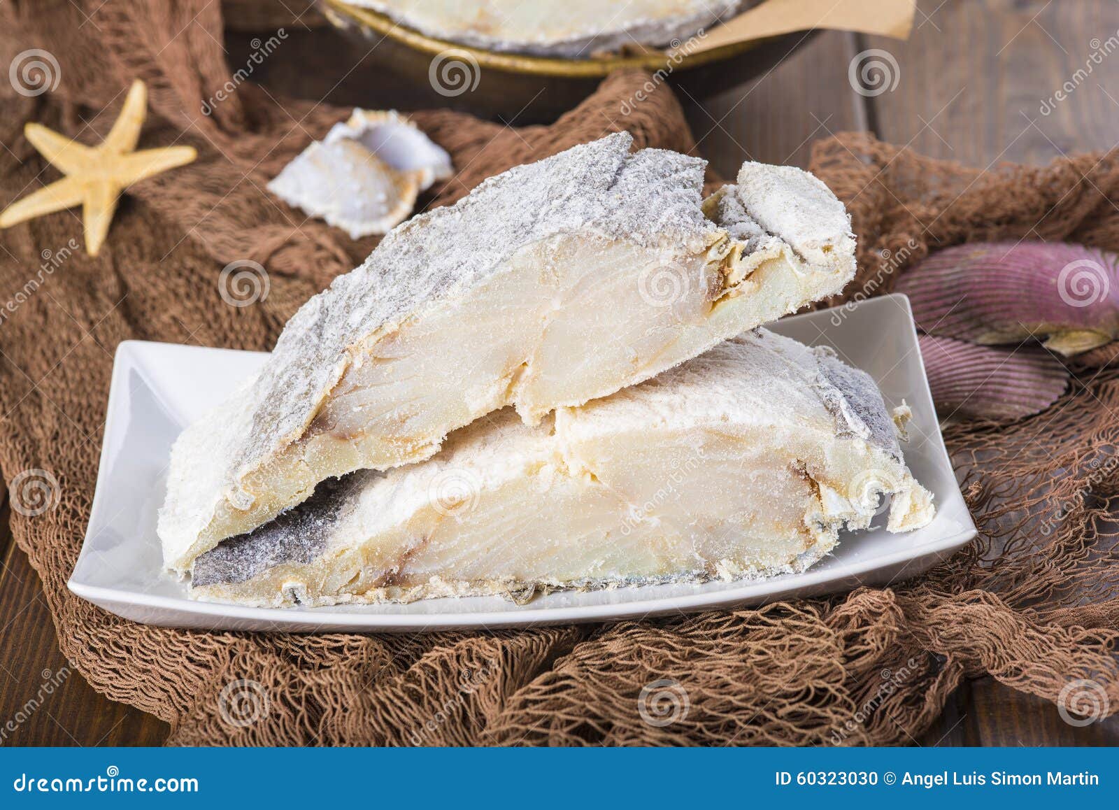 Uncooked Salted Cod on Fishing Nets Stock Photo - Image of gastronomy ...