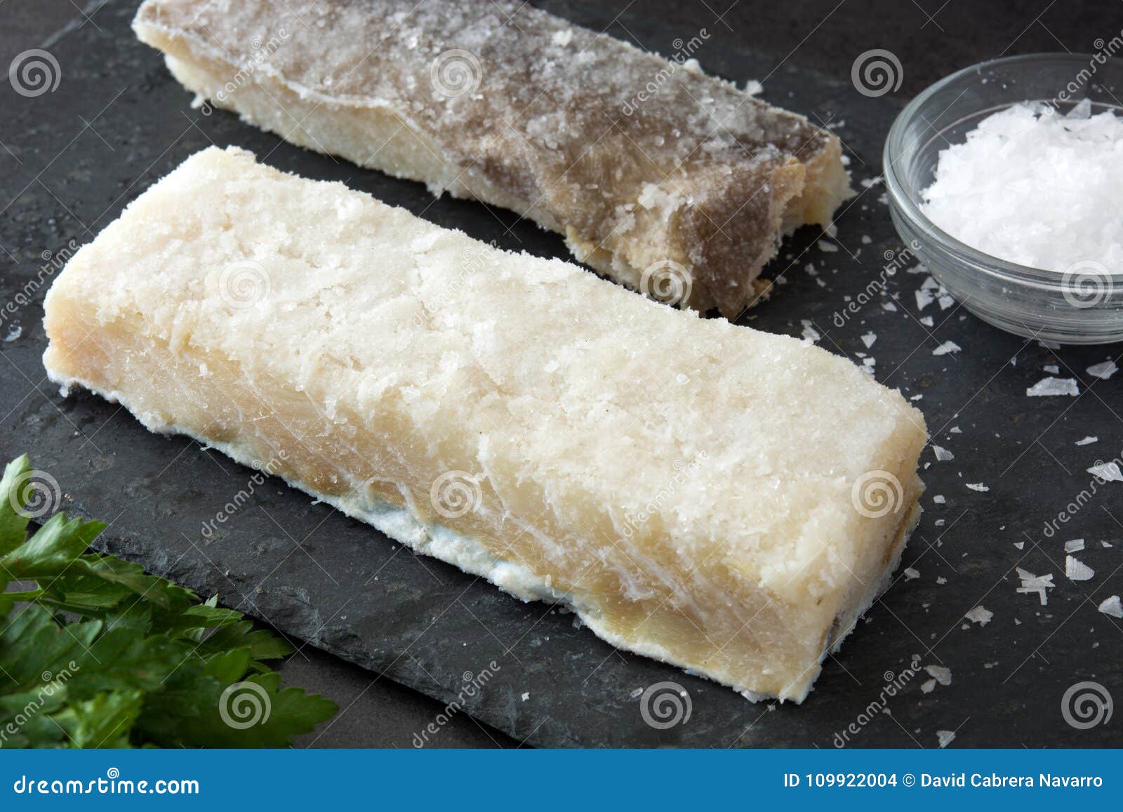 Salted Dried Cod on Black Stone. Typical Easter Food Stock Photo ...