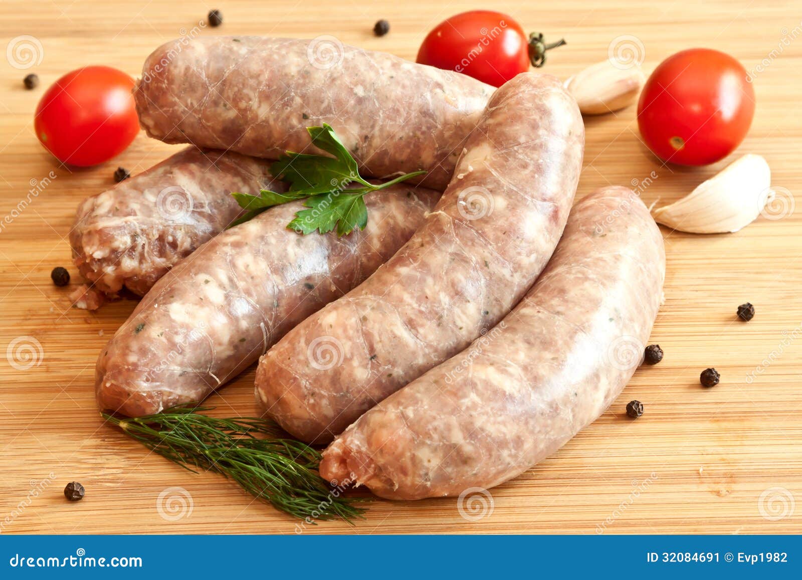 Uncooked Sausages with Vegetables Stock Image - Image of breakfast ...