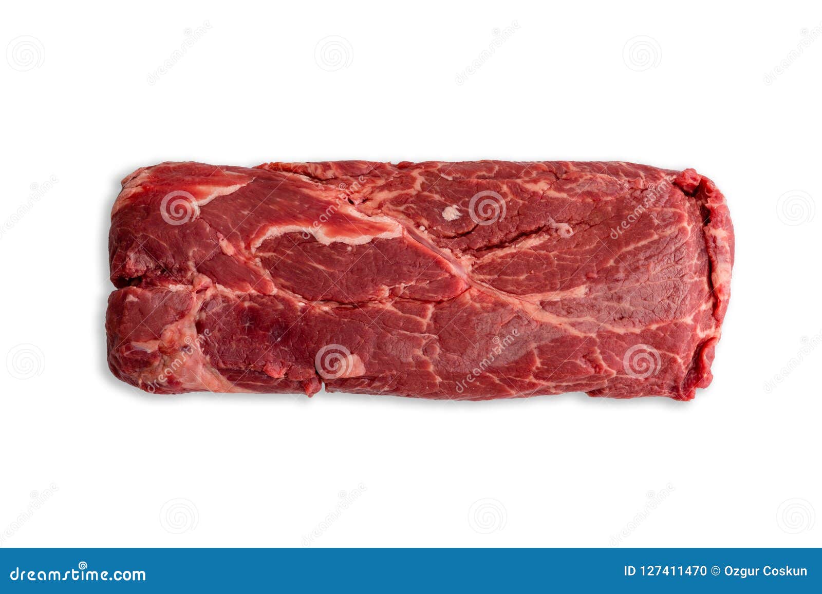 Uncooked Slab of Red Meat Over White Background Stock Photo - Image of ...