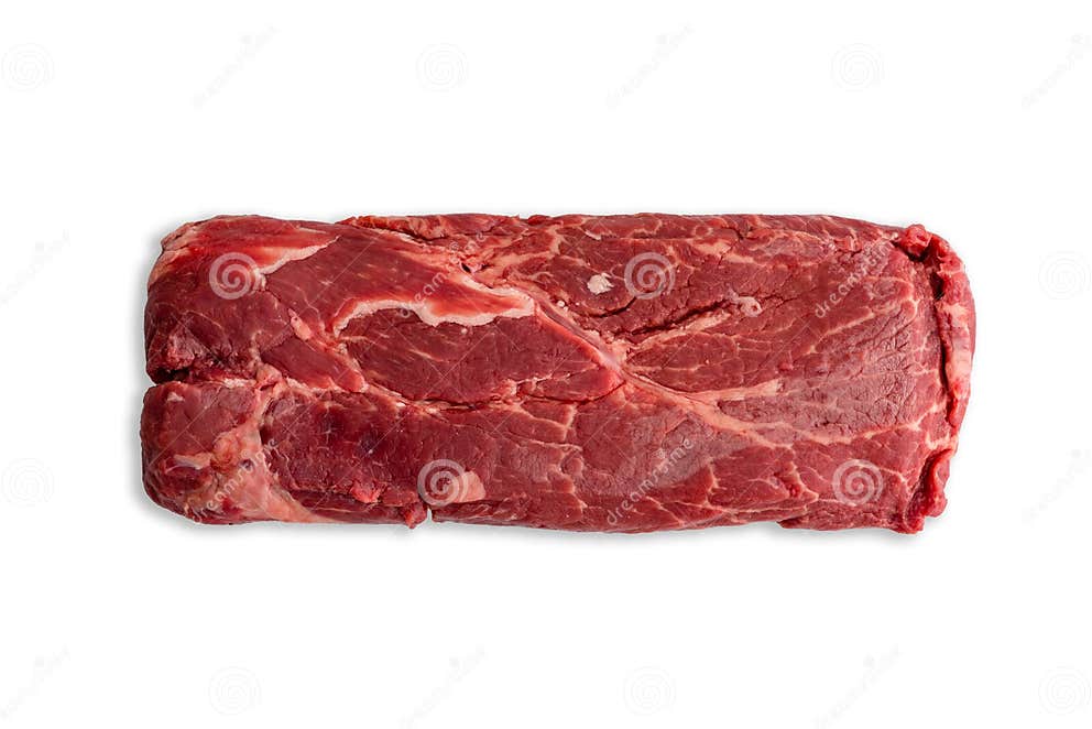Uncooked Slab of Red Meat Over White Background Stock Photo - Image of ...