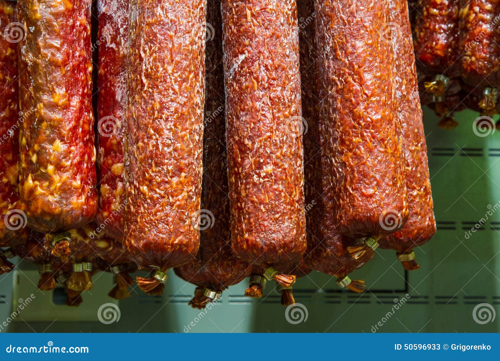 Uncooked smoked sausage stock image. Image of group, groceries - 50596933