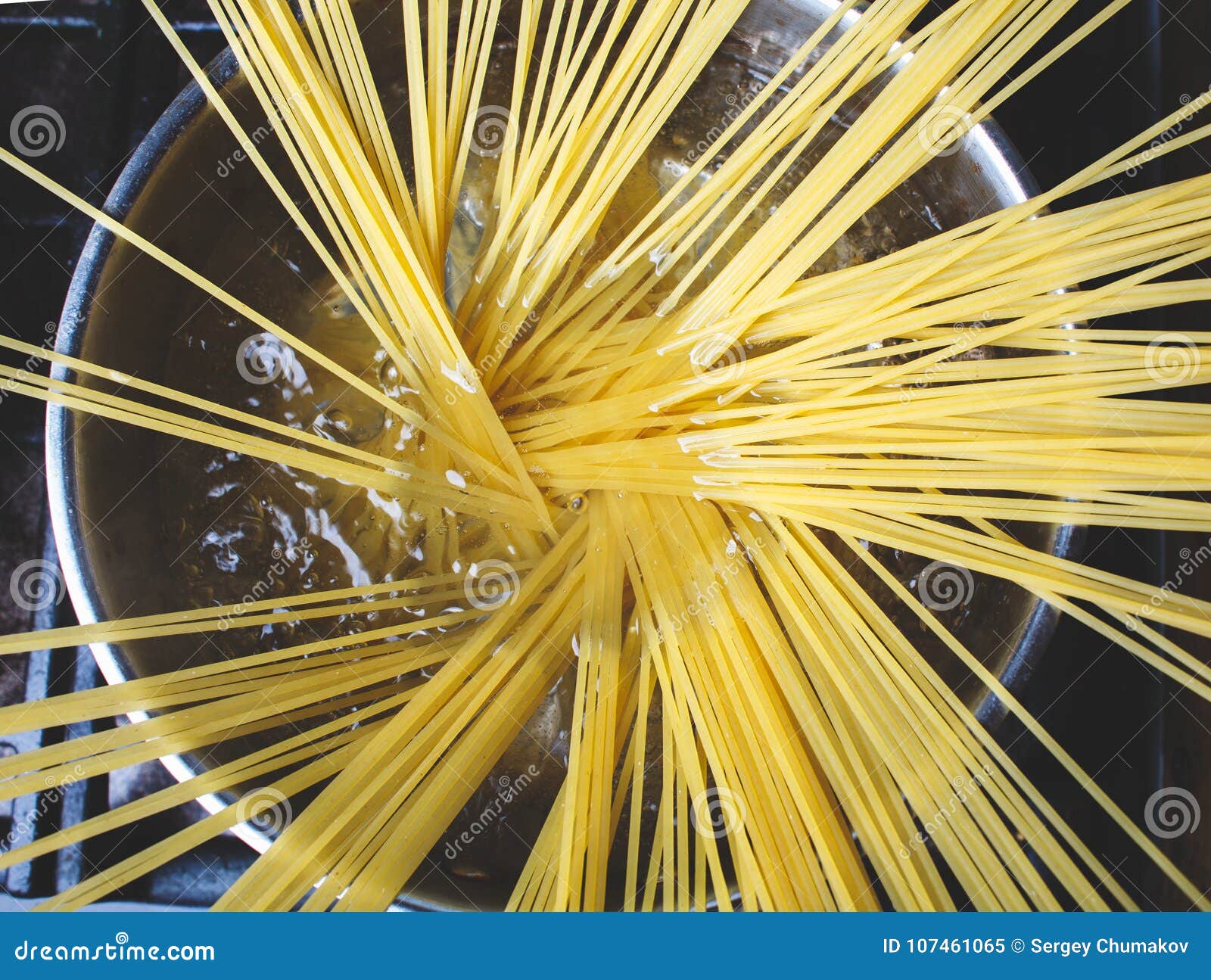 Uncooked Spaghetti Pasta in Boiling Water Stock Image - Image of close ...