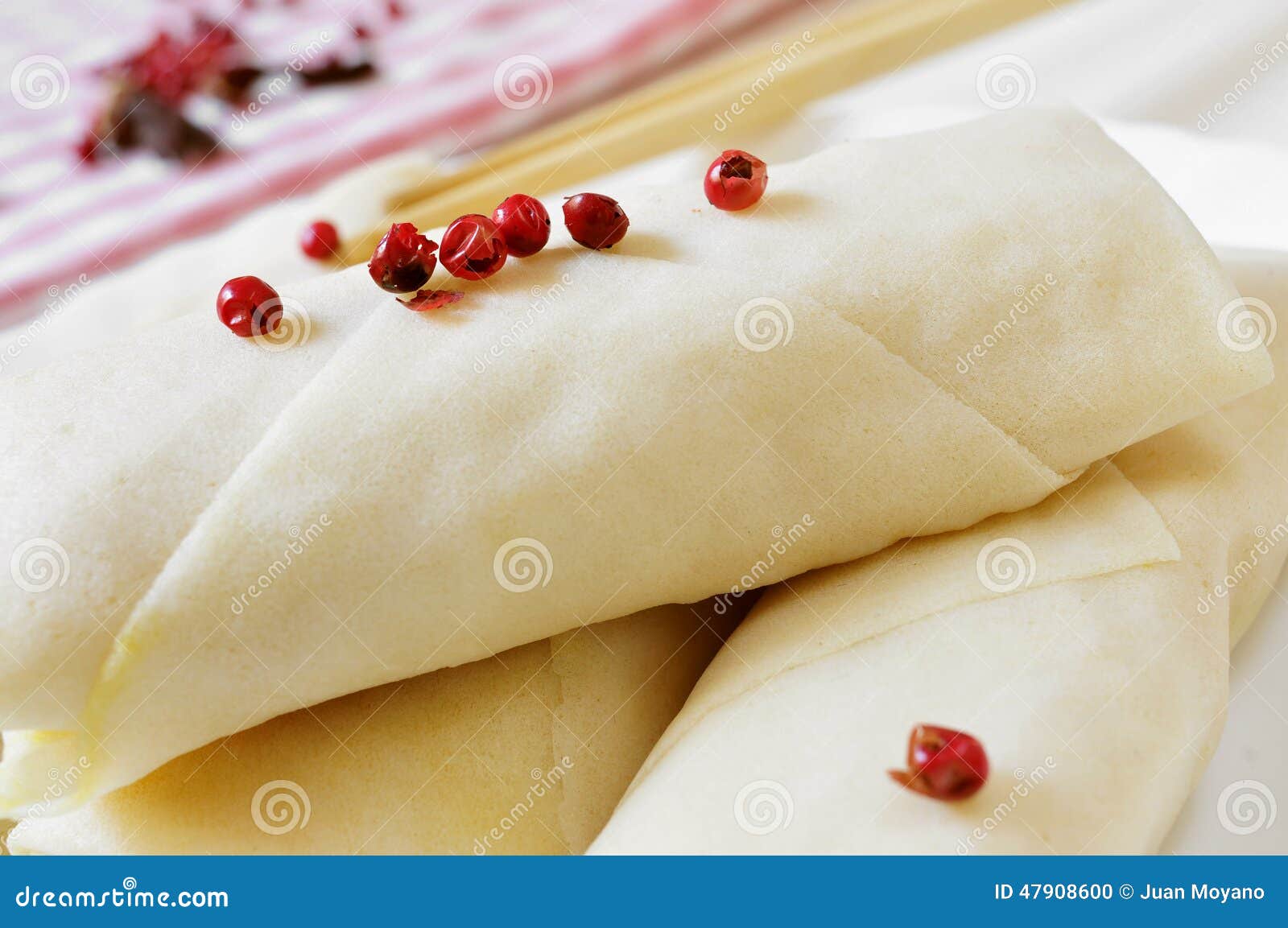 Uncooked spring rolls stock photo. Image of horizontal - 47908600