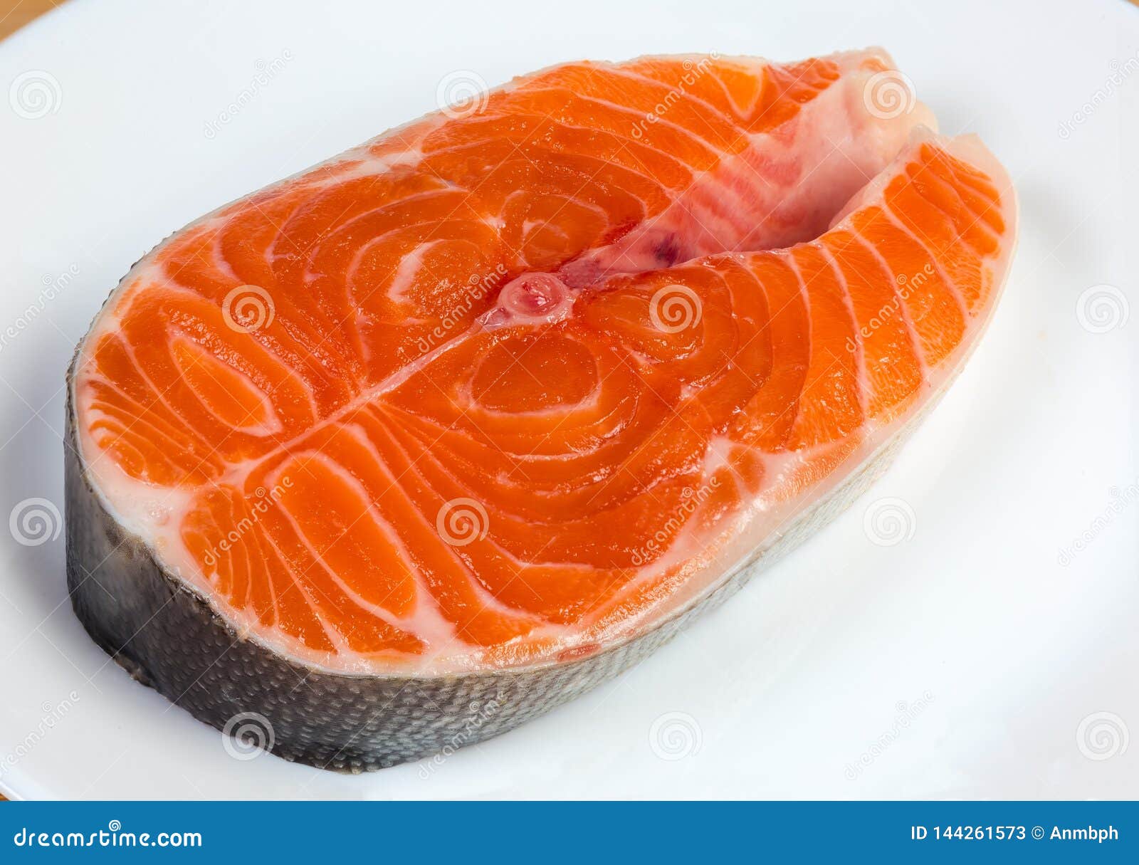 Uncooked Steak of Arctic Char on Dish Close-up Stock Image - Image of ...