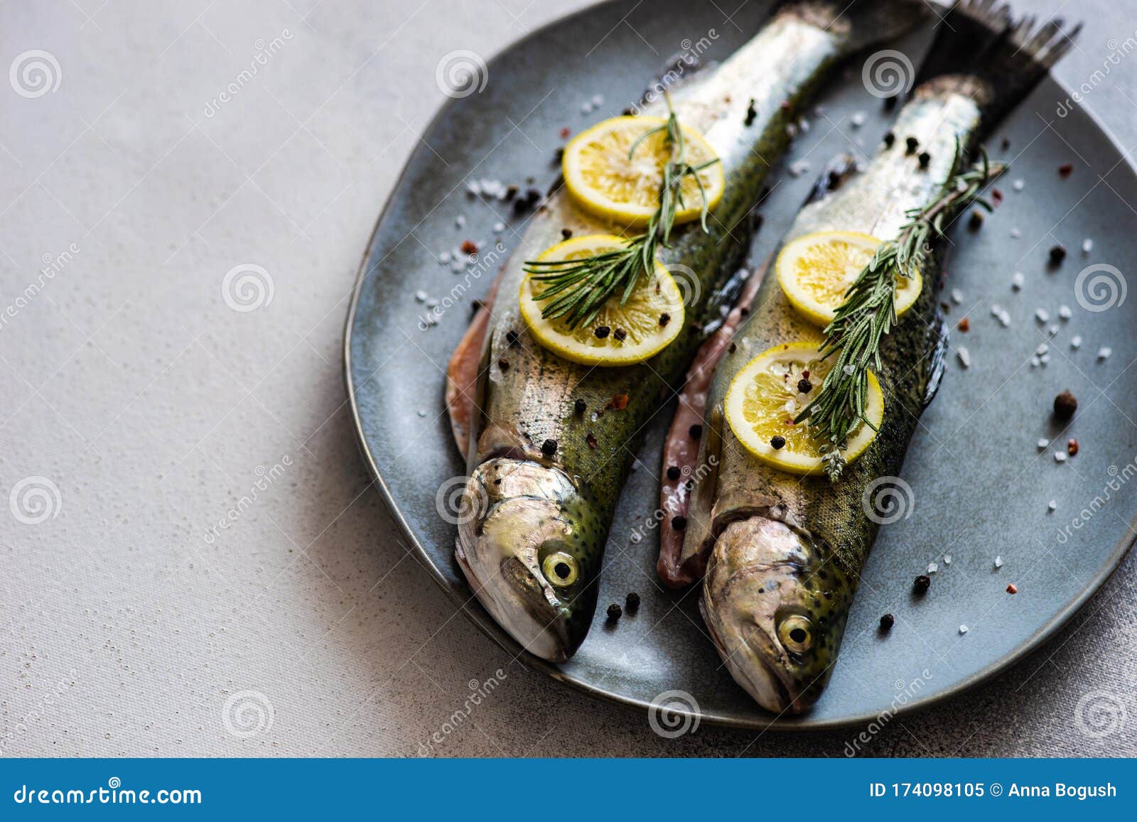 Uncooked trout fish stock image. Image of flatlay, healthy - 174098105