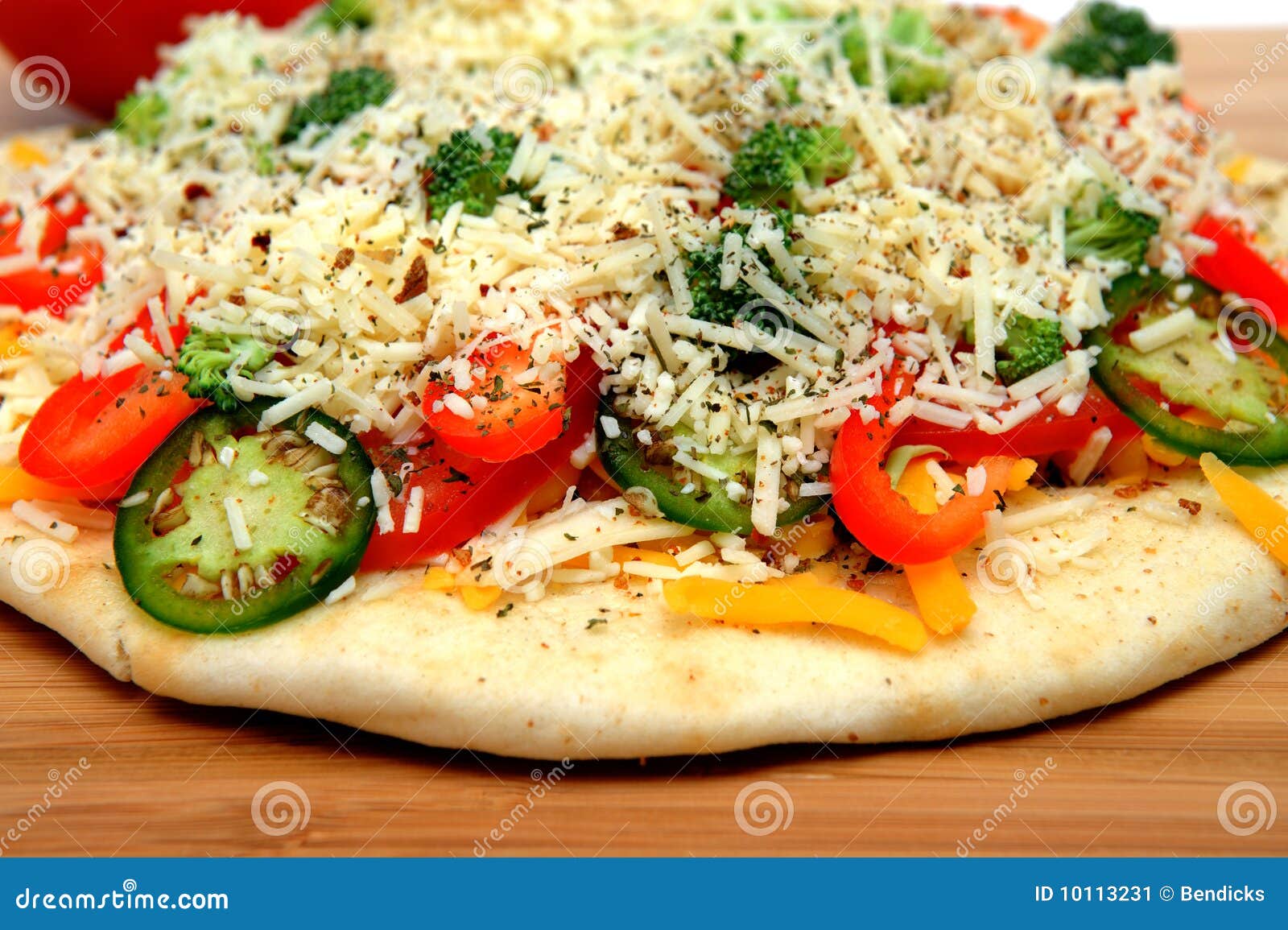 Uncooked Vegtable Pizza for One Stock Image - Image of grease ...