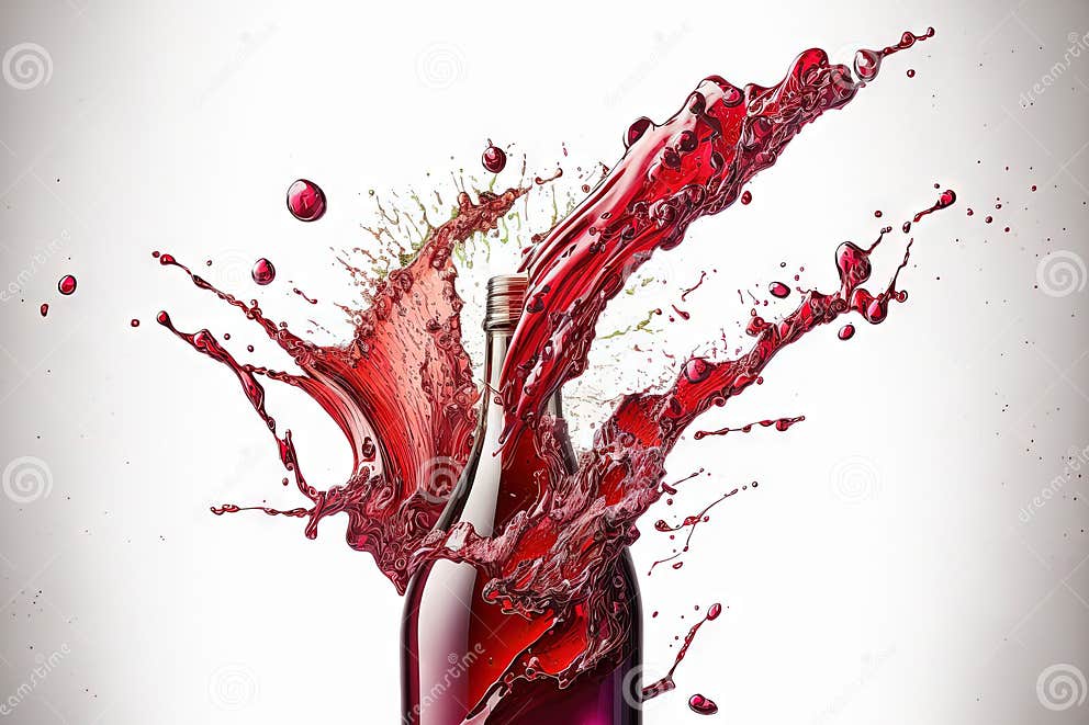 Uncorked Red Wine Spill on White Background Stock Illustration ...