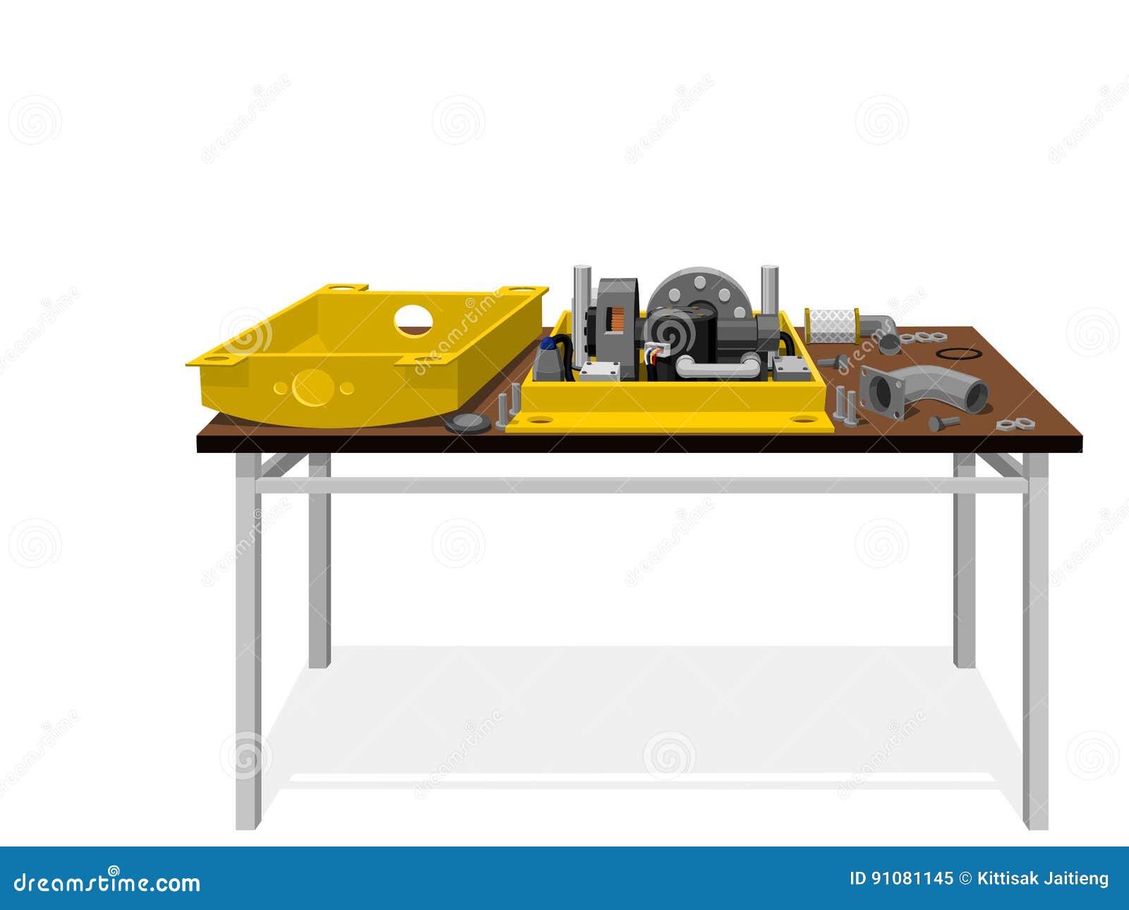 Uncovered Machine on the Table Stock Vector - Illustration of assembly ...