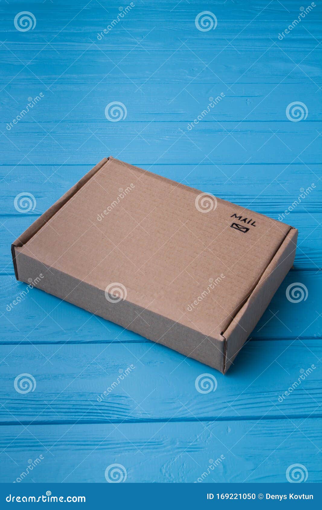 Uncovered Mail Box on Blue Surface. Stock Photo - Image of packer ...