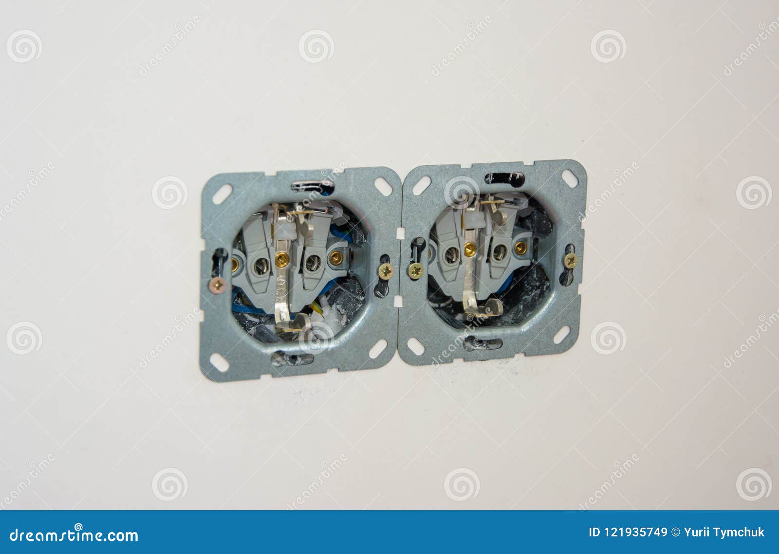 Uncovered Socket Isolated on White Background, Power Socket, Repair ...