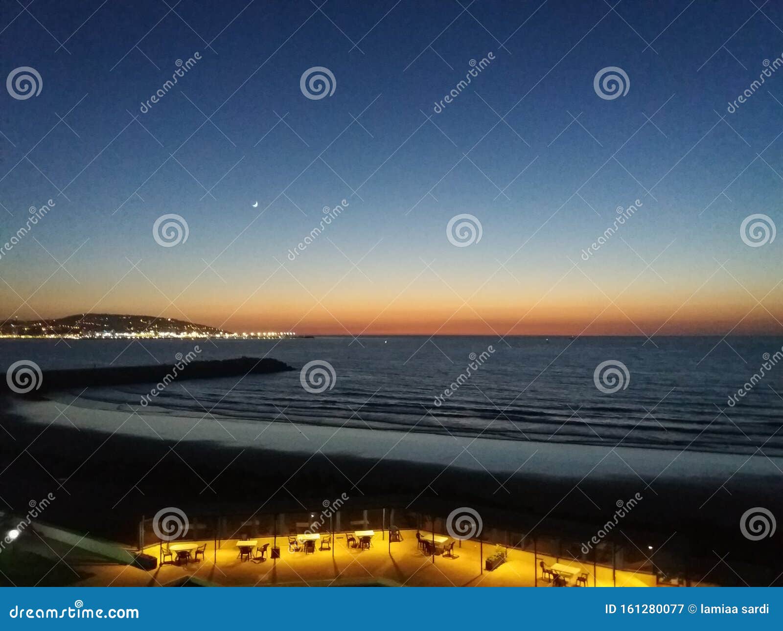 Uncredible Sunset Beach Tanger Wonderful Stock Image - Image of ...