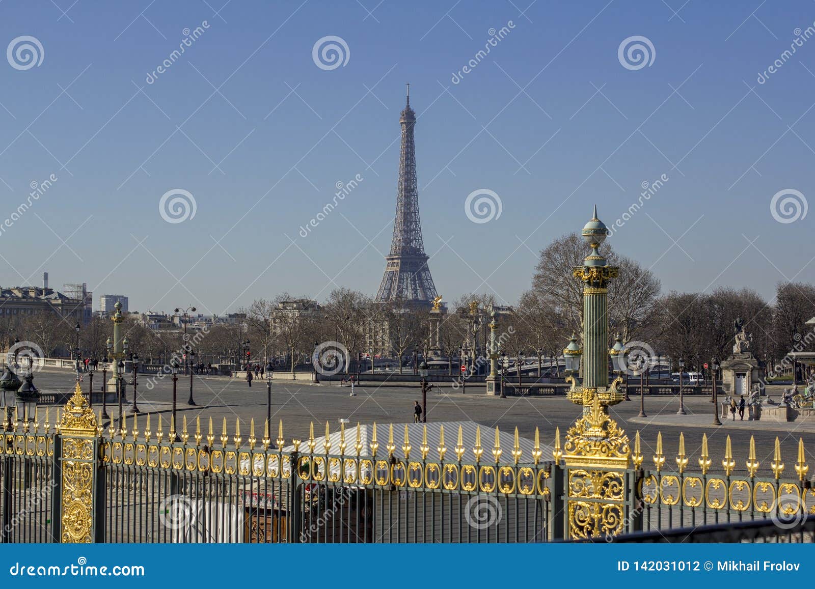 Uncrowded Morning in Paris. View of the Eiffel Tower Stock Photo ...