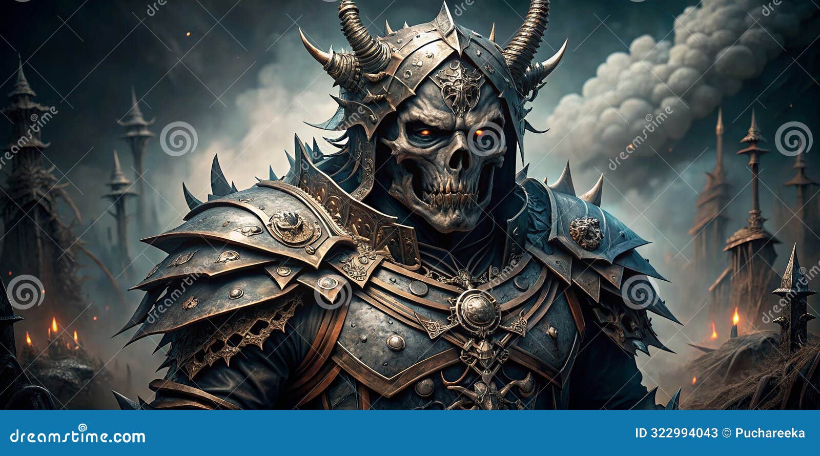 Undead Ancient Demon Warlord Covered with Ironclad Armor AI Generative ...