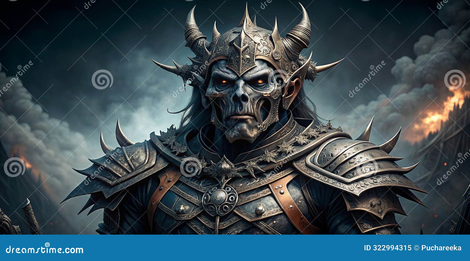 Undead Ancient Demon Warlord Covered with Ironclad Armor AI Generative ...