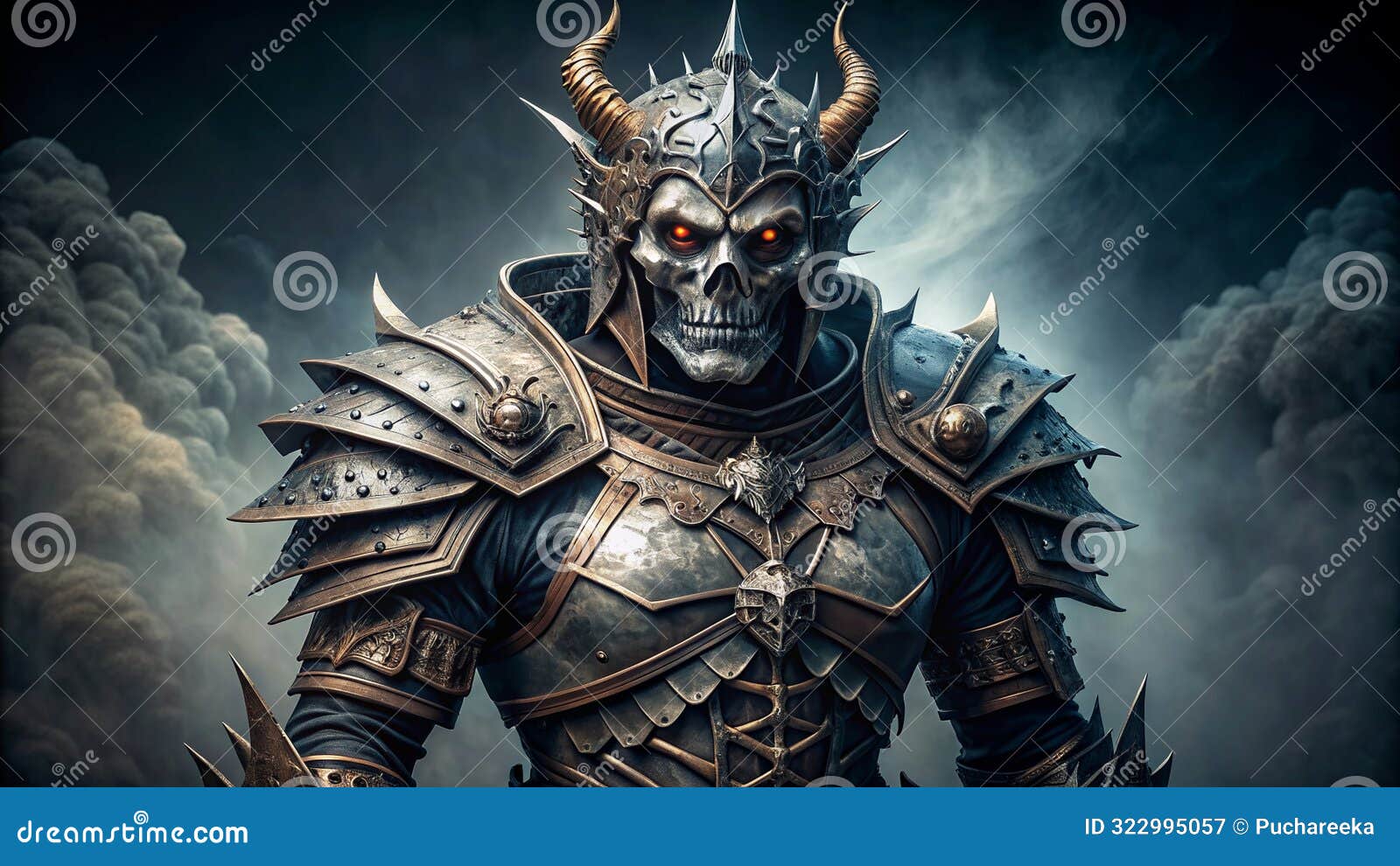 Undead Ancient Demon Warlord Covered with Ironclad Armor AI Generative ...