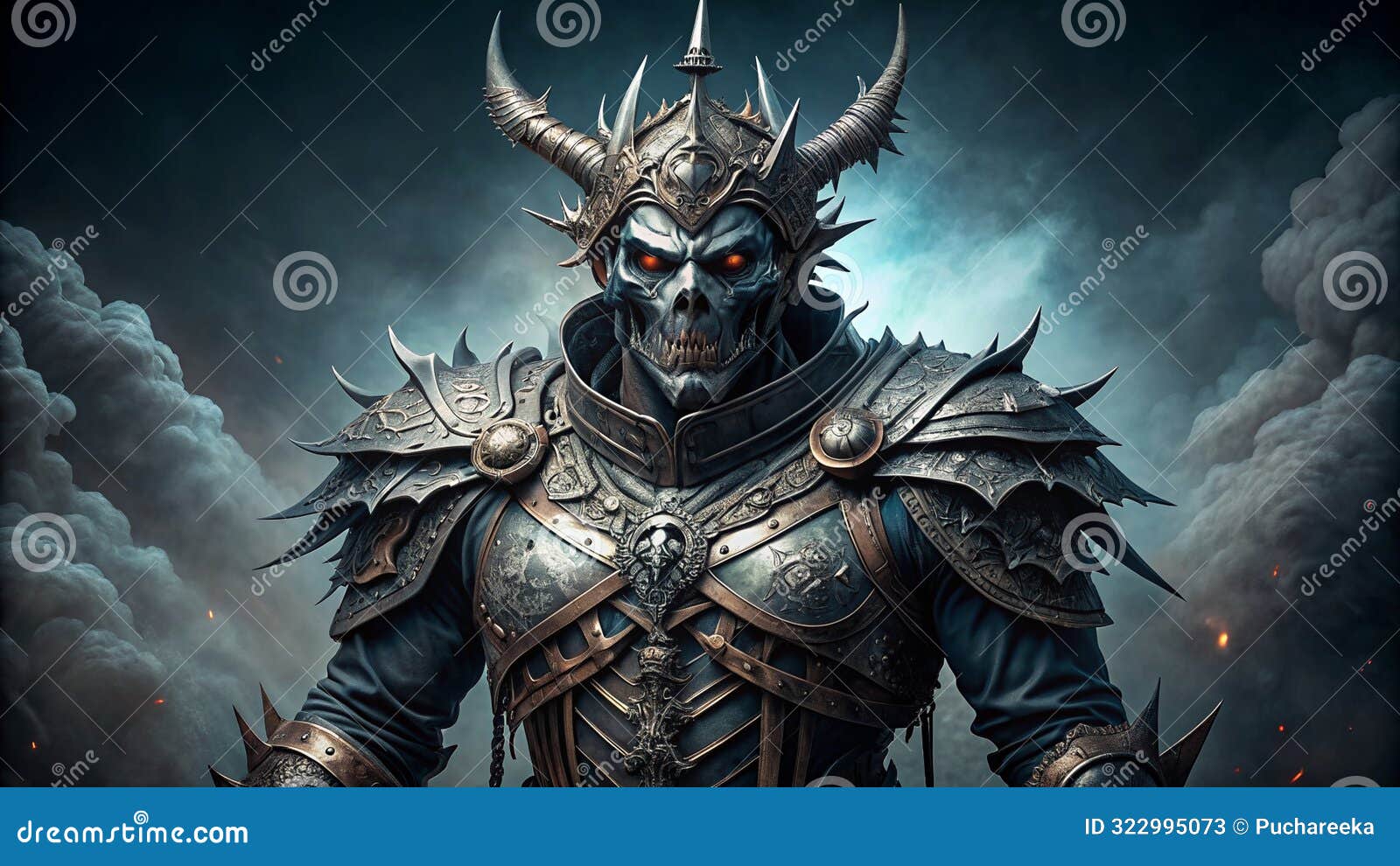 Undead Ancient Demon Warlord Covered with Ironclad Armor AI Generative ...